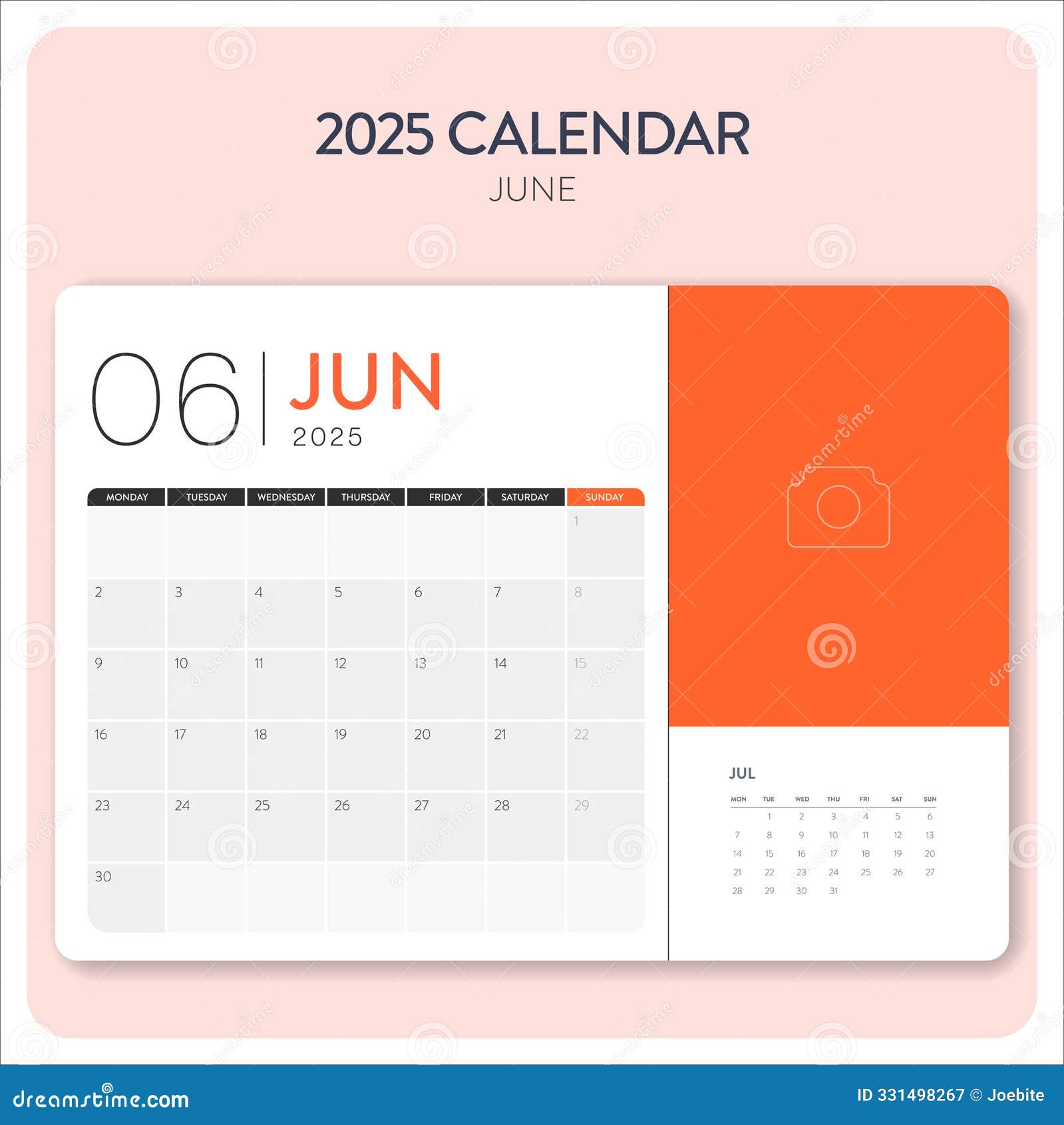 Calendar June 2025 Icon In Flat Style. Planner Vector Illustration On ...
