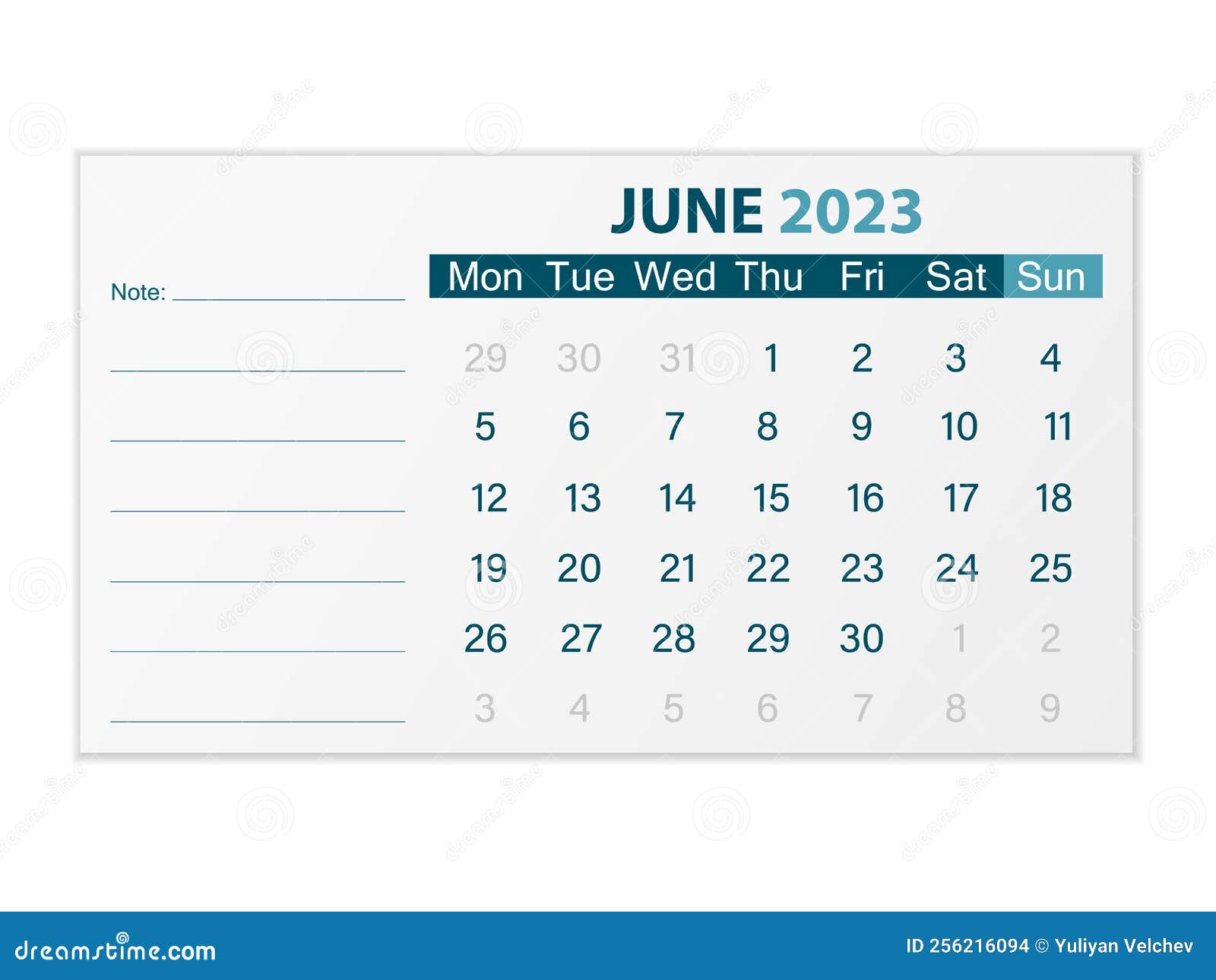 June 2023-Calendar 2023 Template Vector On Red Background, Week Start ...