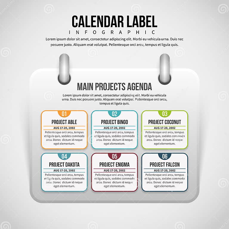 Calendar Label Infographic stock vector. Illustration of option - 106335722