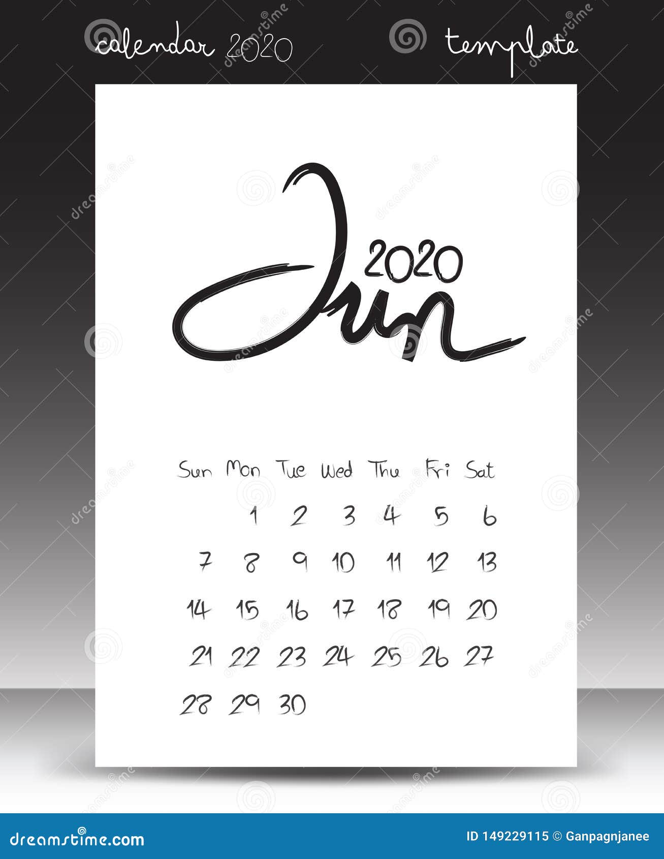 Calendar for 2020, Lettering Calendar, June 2020, Hand Drawn Lettering ...