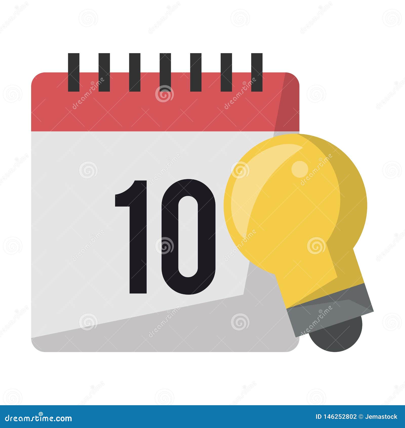Calendar and light bulb stock vector. Illustration of month - 146252802