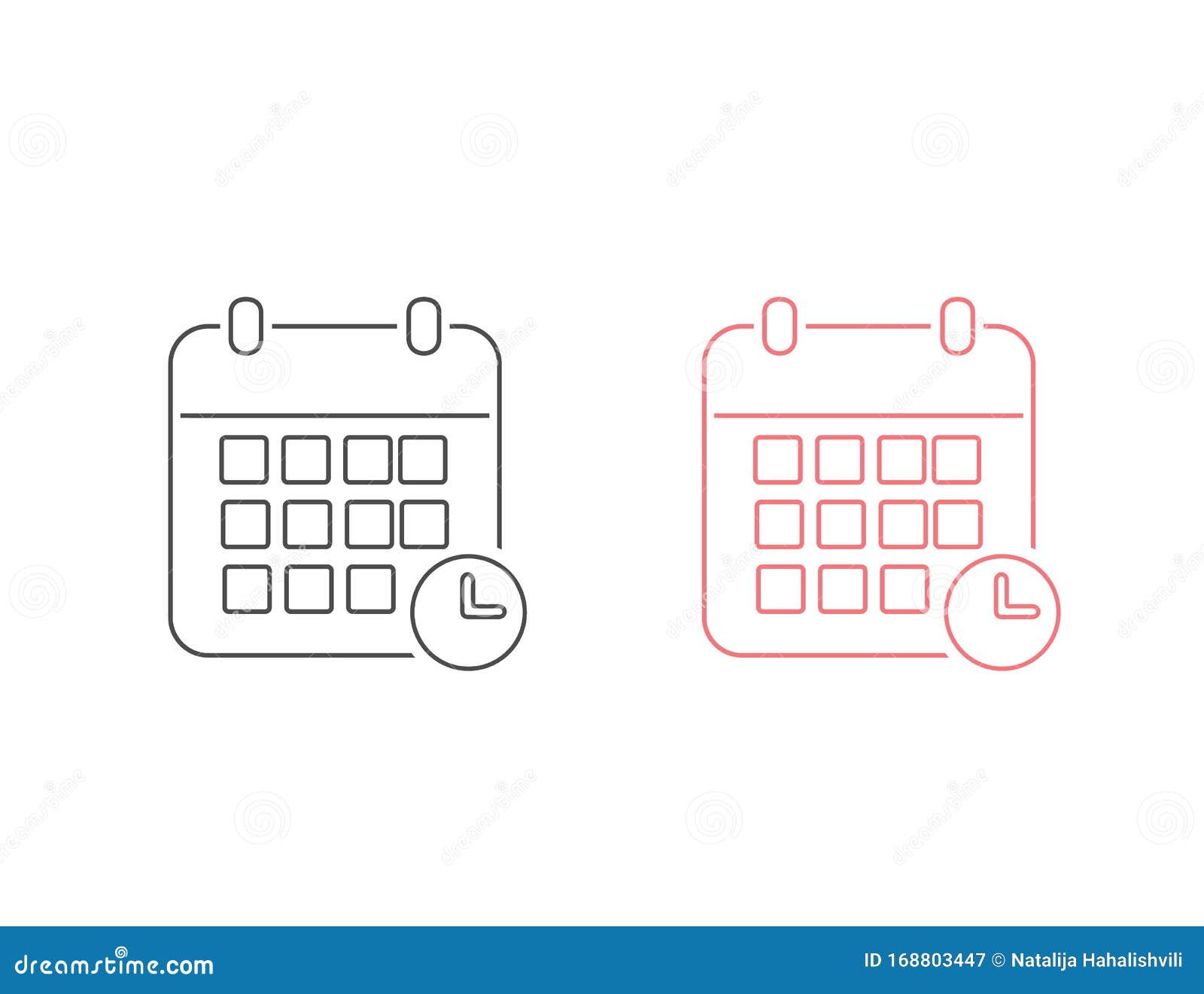 Calendar Line Icon Set Vector Illustration. Calendar Symbol Flat Stock ...