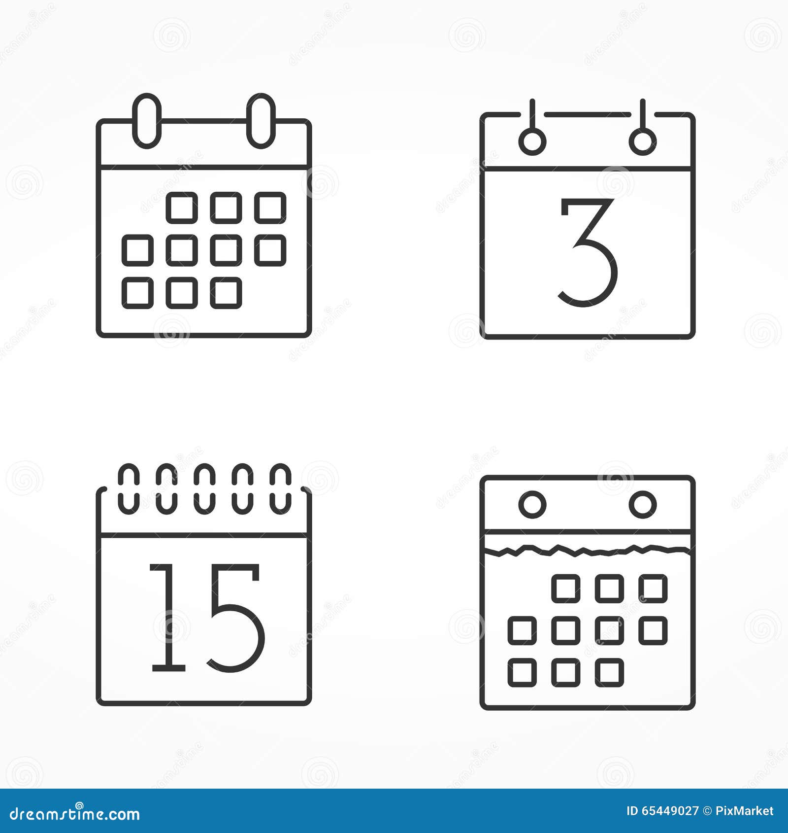 Calendar Line Icons stock vector. Illustration of vector - 65449027