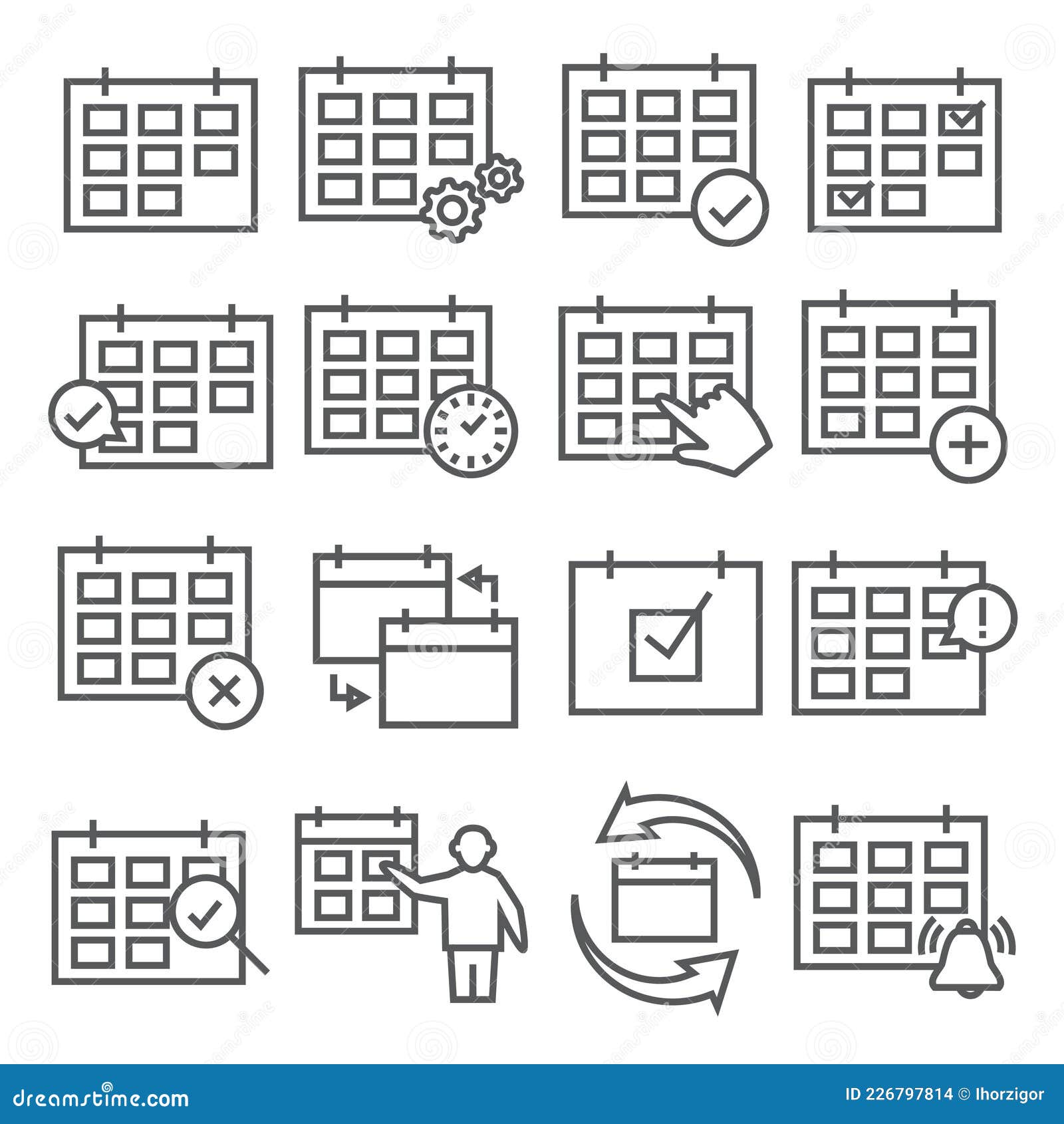 Calendar Line Art Vector Icon. Outline Symbol Of Event Reminder ...