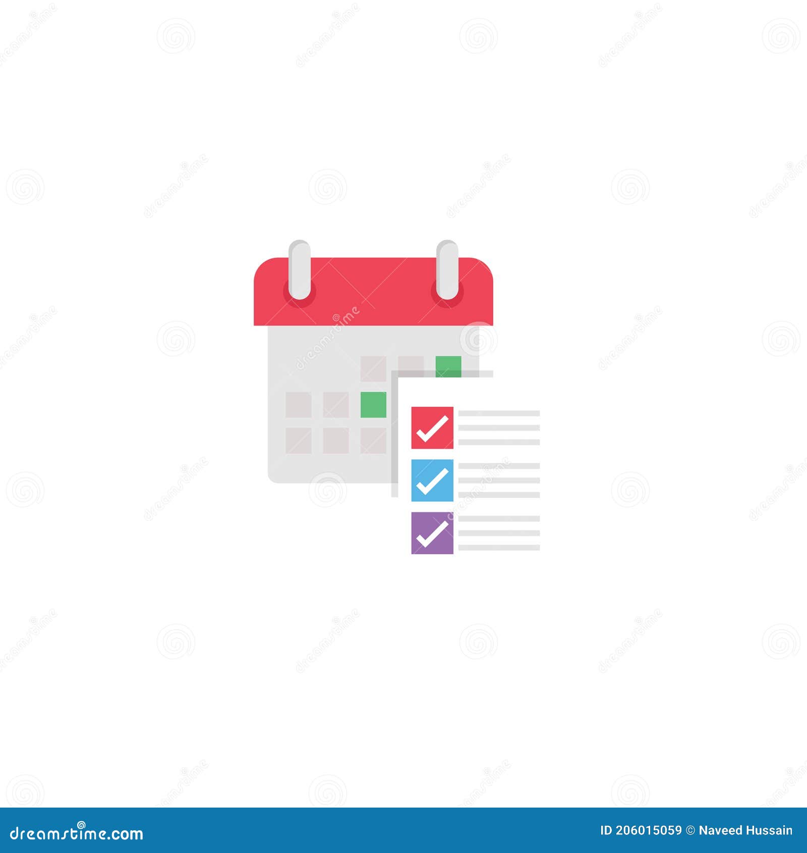 Calendar List Vector Flat Colour Icon Stock Vector - Illustration of ...