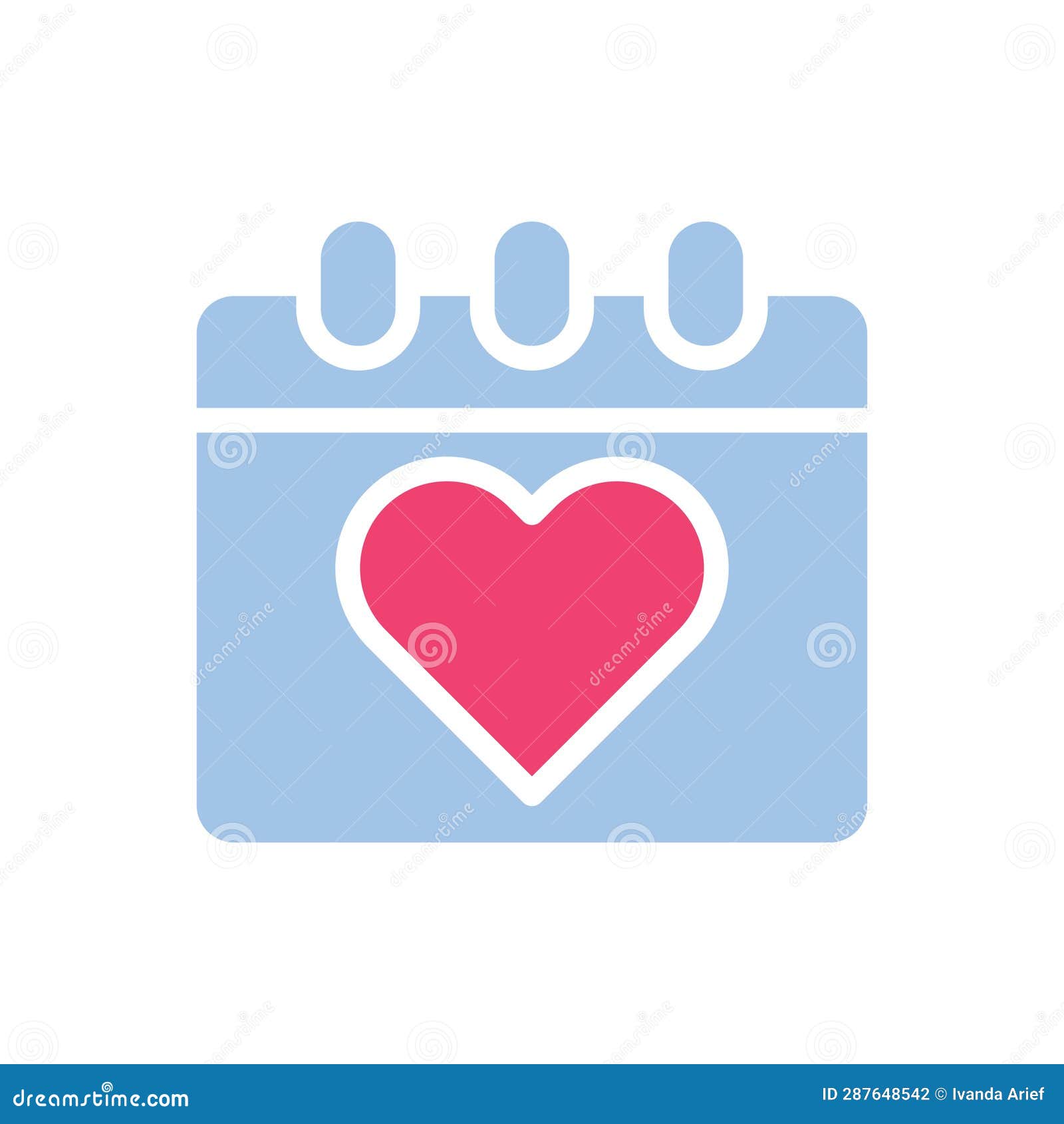 Calendar Love Icon Solid Blue Pink Style Valentine Illustration Symbol ...