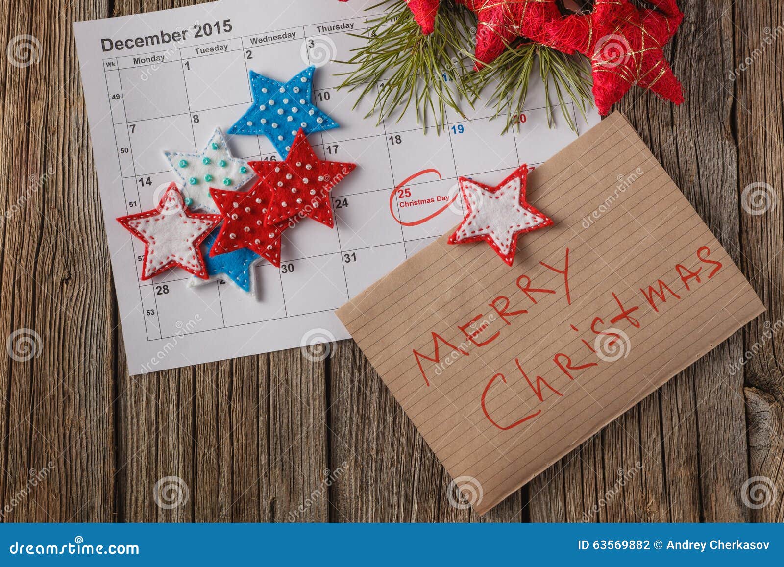 Calendar with Marked Date of Christmas Day Stock Photo - Image of memo ...