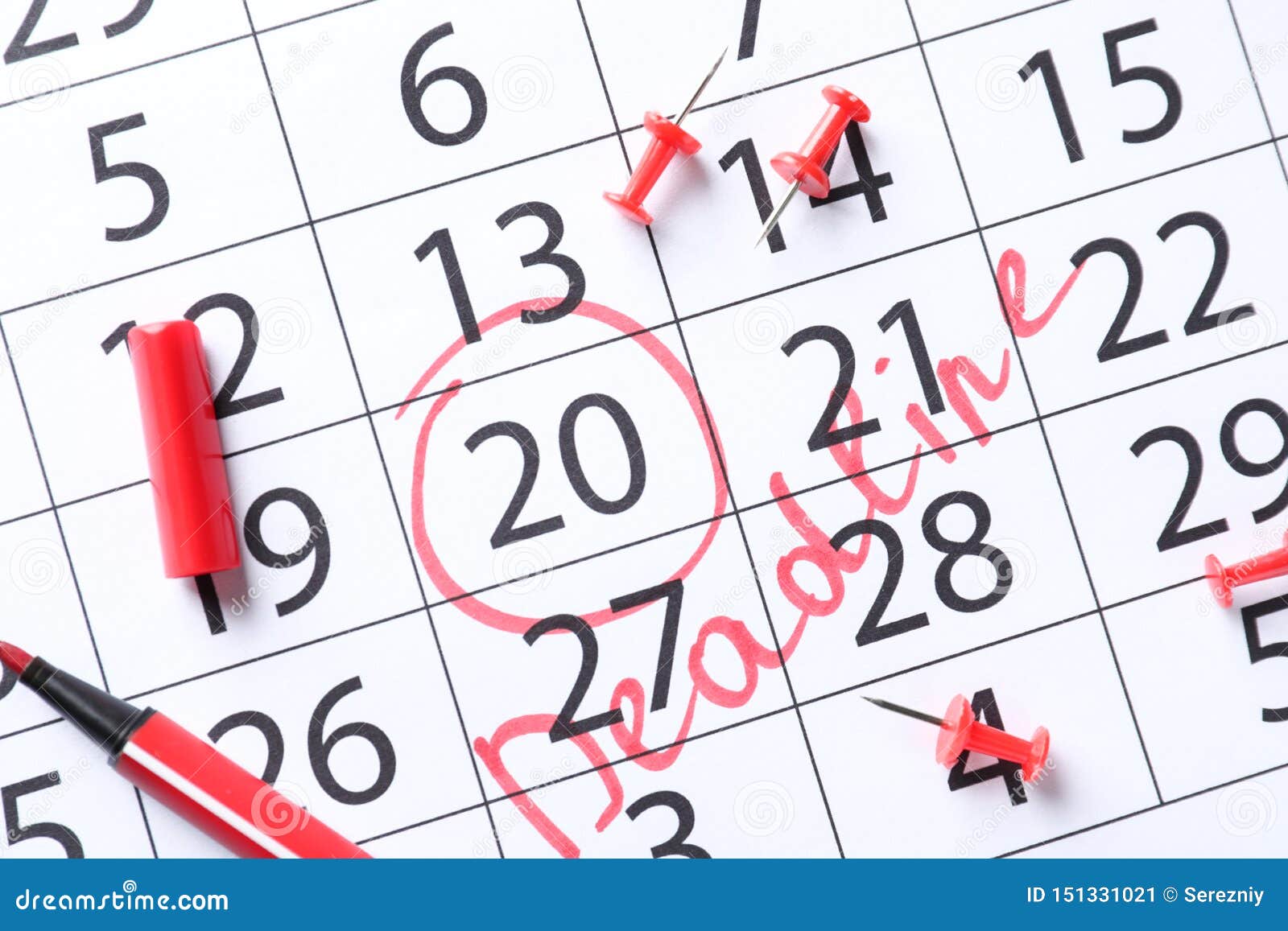 Calendar with Marked Date, Closeup. Deadline Concept Stock Image ...