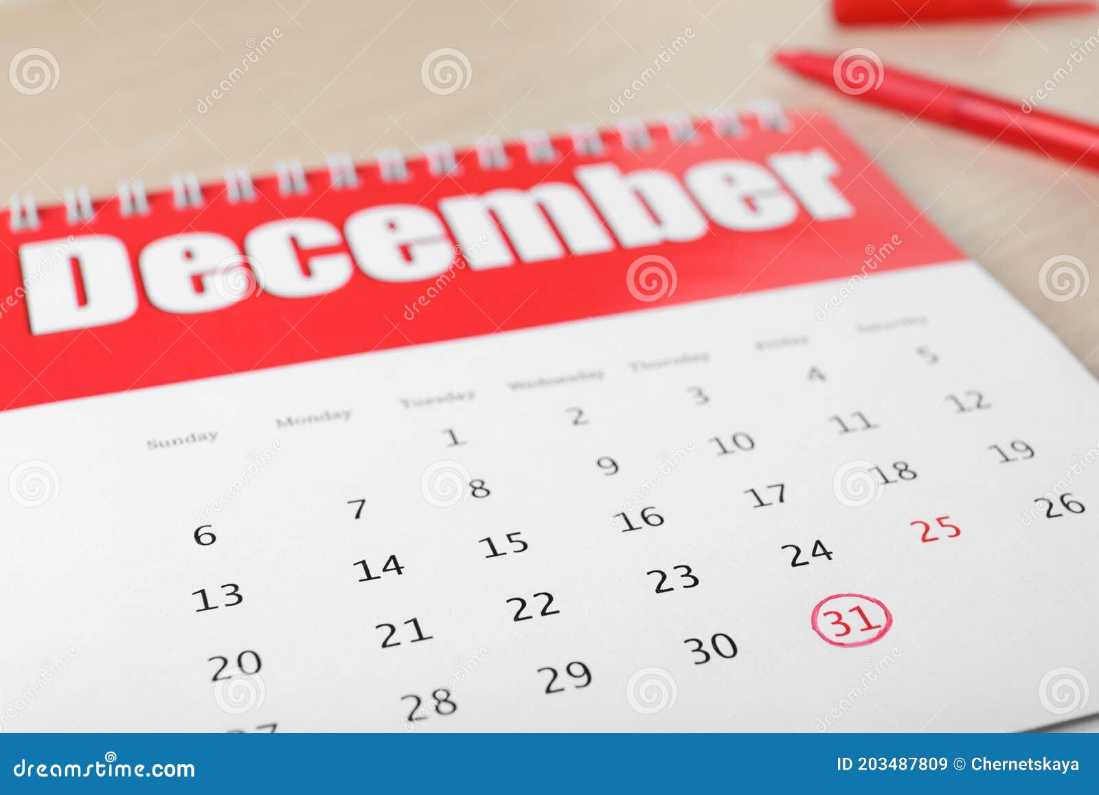 Calendar with Marked Date, Closeup. New Year Countdown Stock Image ...