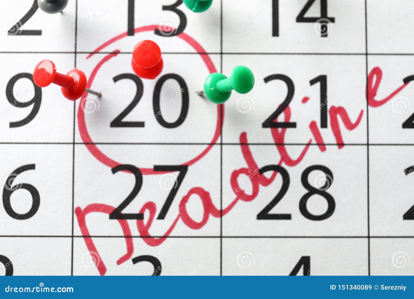 Calendar with Marked Date and Pins, Closeup. Deadline Concept Stock ...