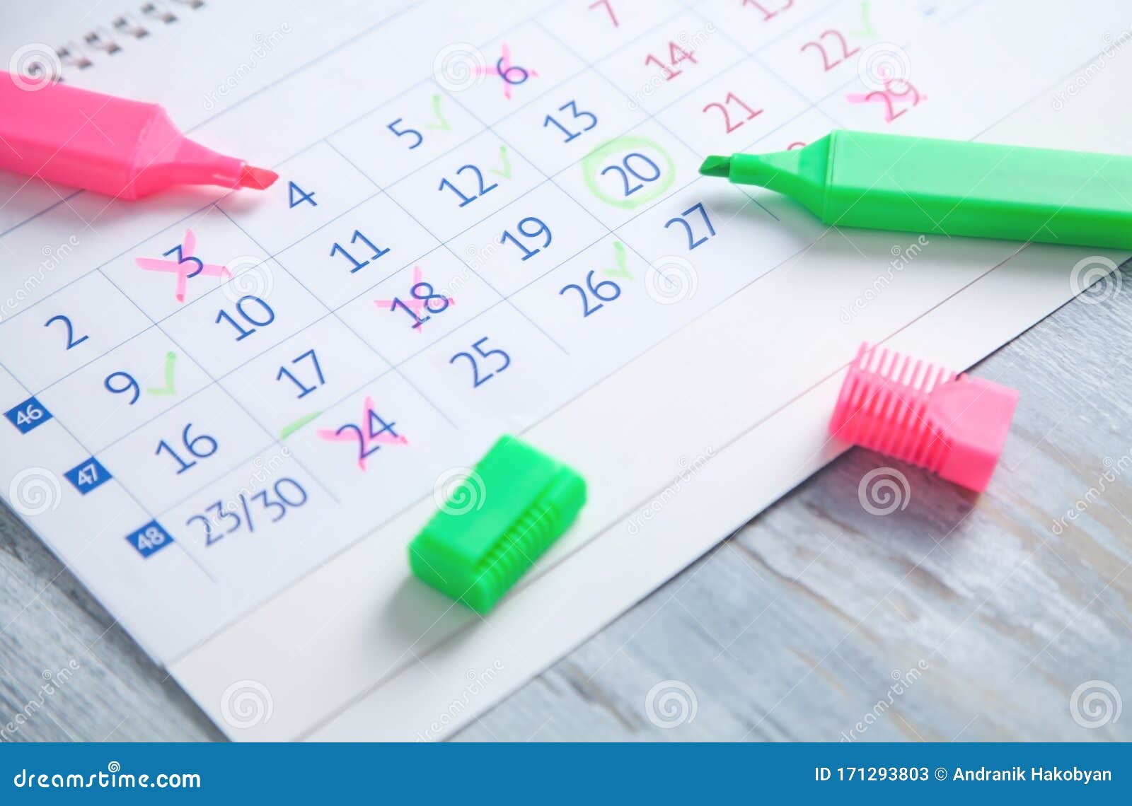Calendar with a Markers. Reminder Stock Image - Image of paper ...