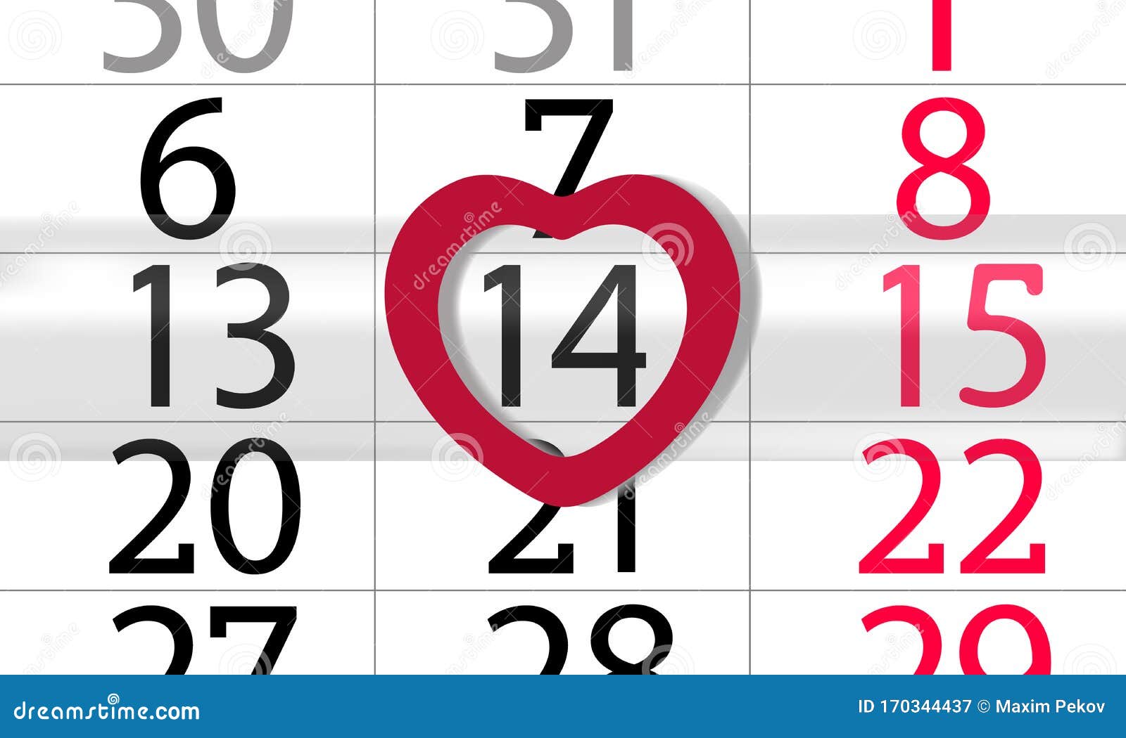 The Calendar Marks the Date of February 14th Stock Illustration ...