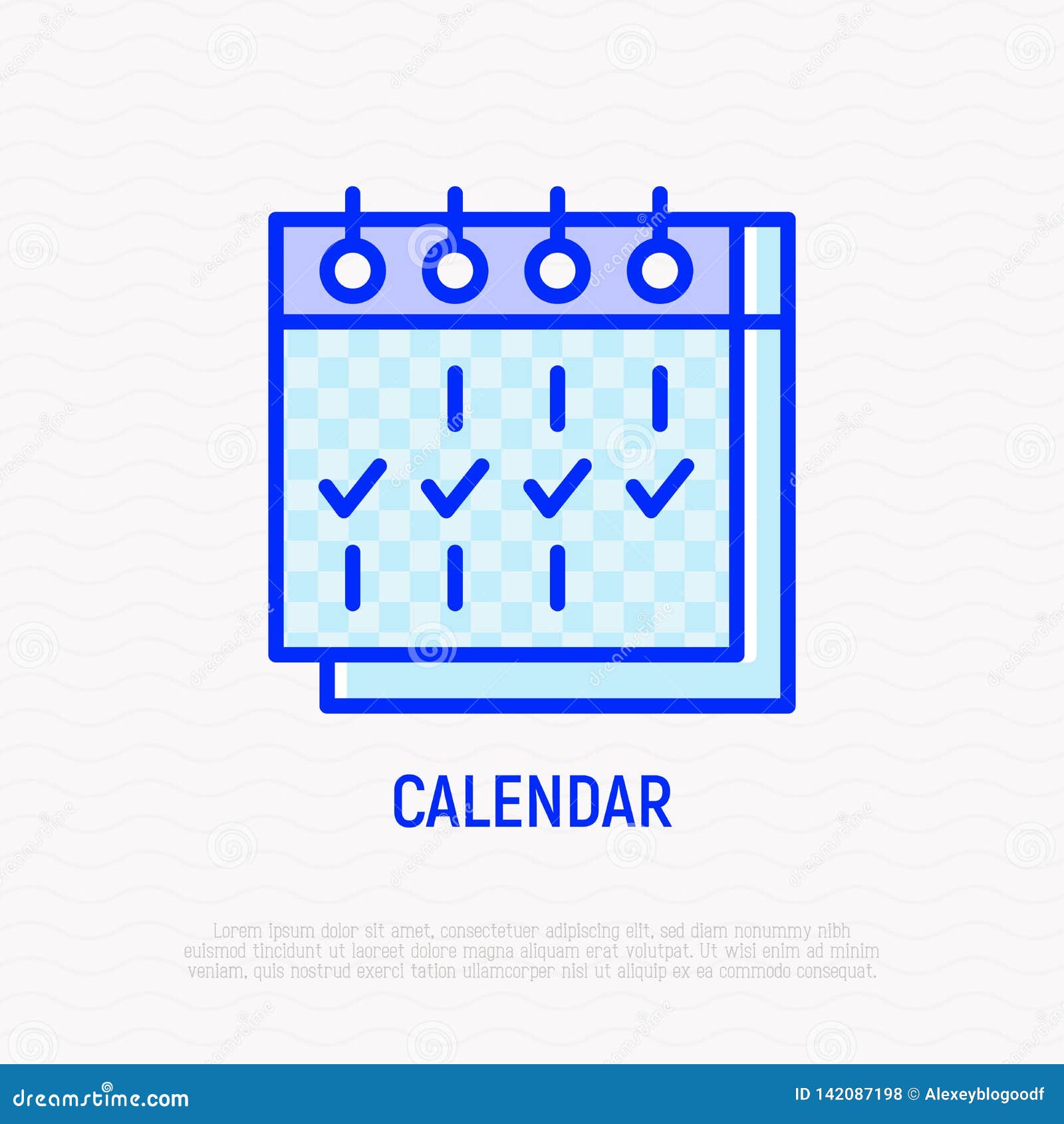 Calendar with Marks Thin Line Icon Stock Vector - Illustration of ...
