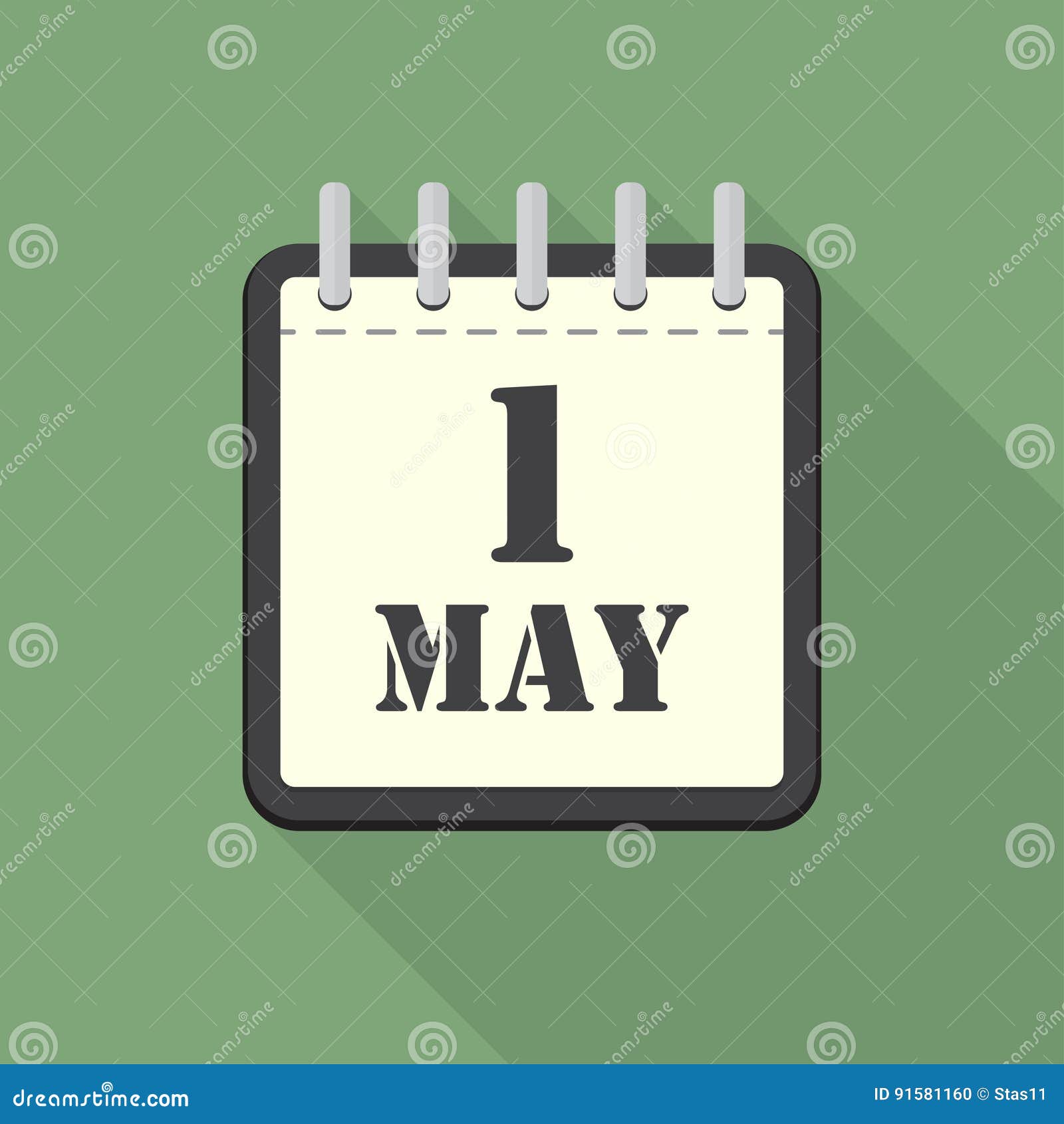 Calendar with 1 May in a Flat Design. Vector Illustration Stock ...