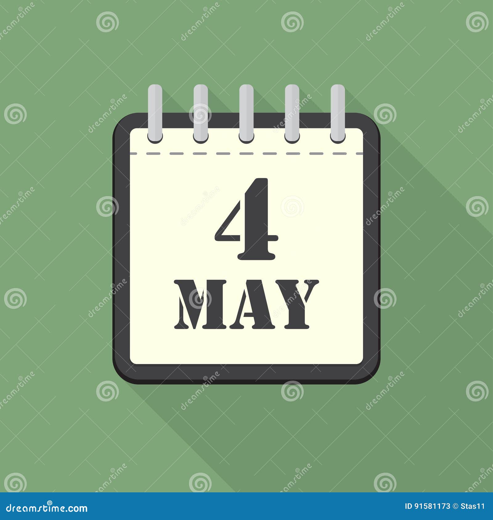 Calendar with 4 May in a Flat Design. Vector Illustration Stock Vector ...