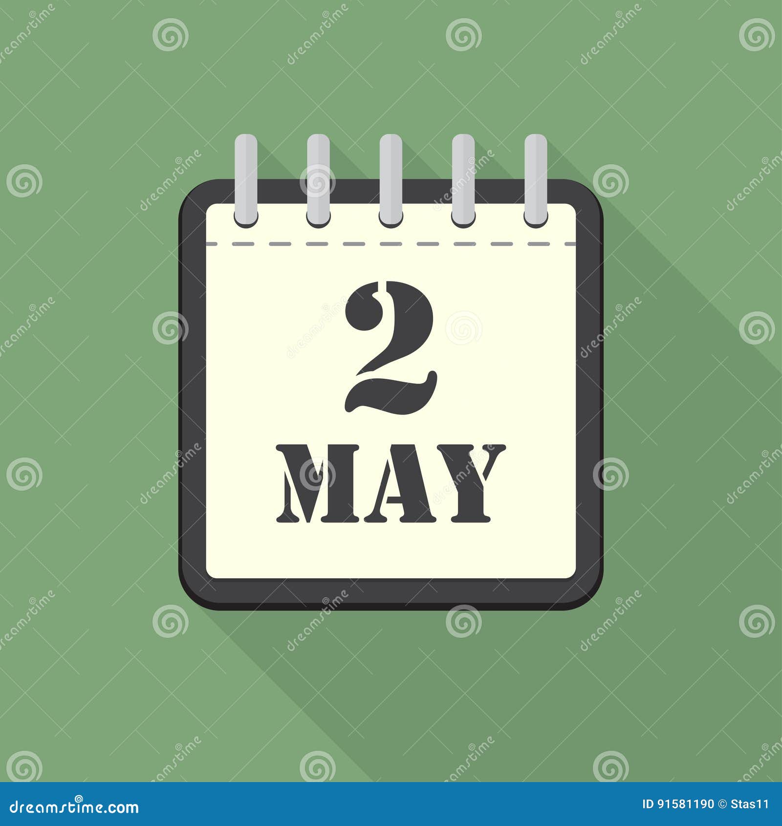 Calendar with 2 May in a Flat Design. Vector Illustration Stock ...