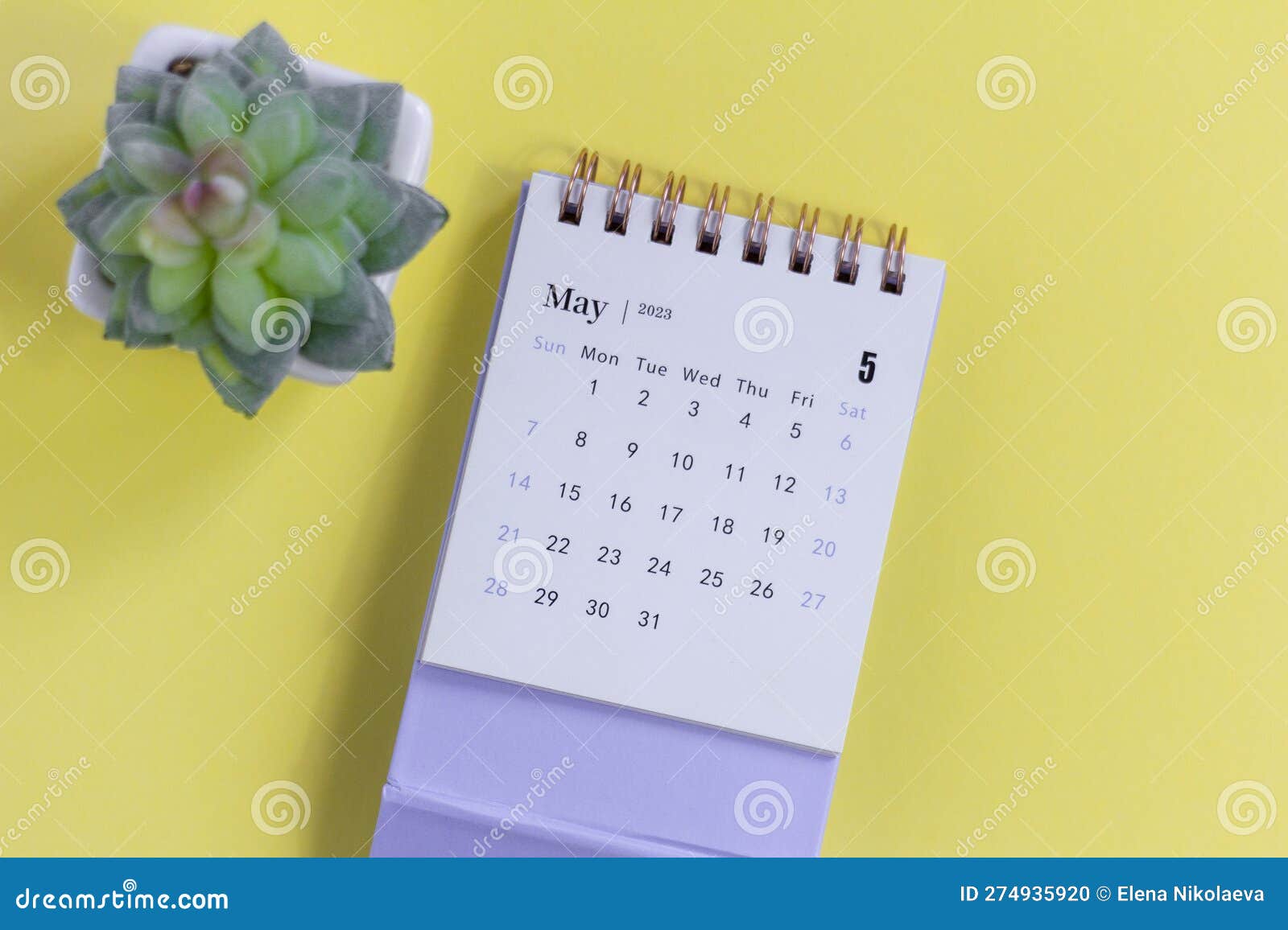 Calendar for May 2023 on a Light Yellow Background. Stock Photo - Image ...