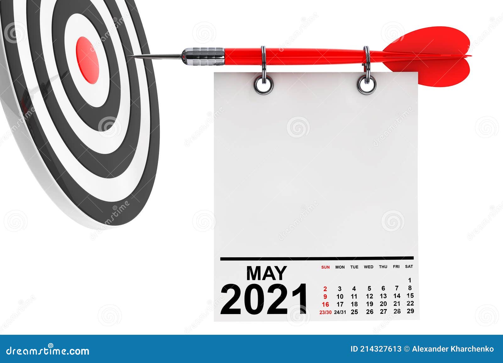 Calendar May 2021 with Target. 3d Rendering Stock Image - Image of ...