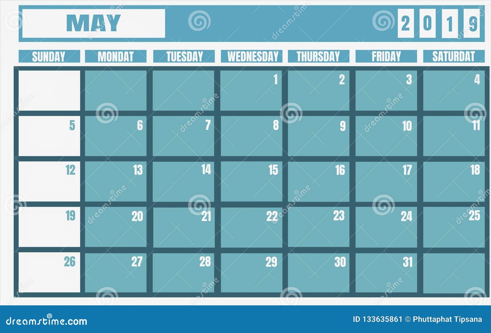 Calendar 2019 May Year, and Planner for Planning Tasks and Thing Stock ...