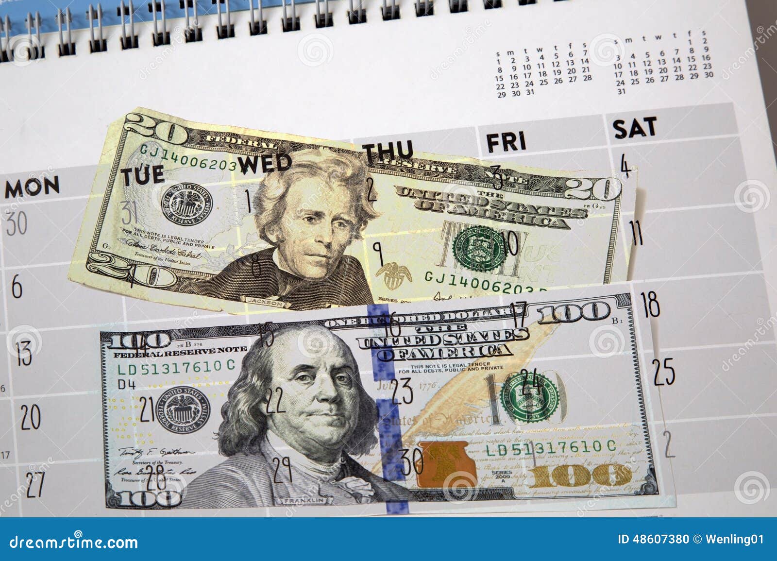 Calendar and Money Background Stock Photo - Image of dollars, letters ...