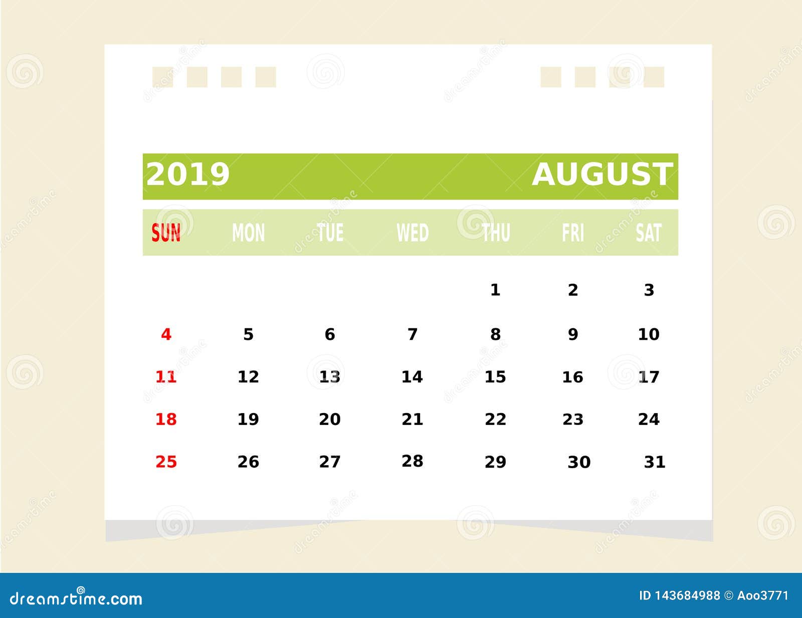 Calendar Month august stock vector. Illustration of flat - 143684988
