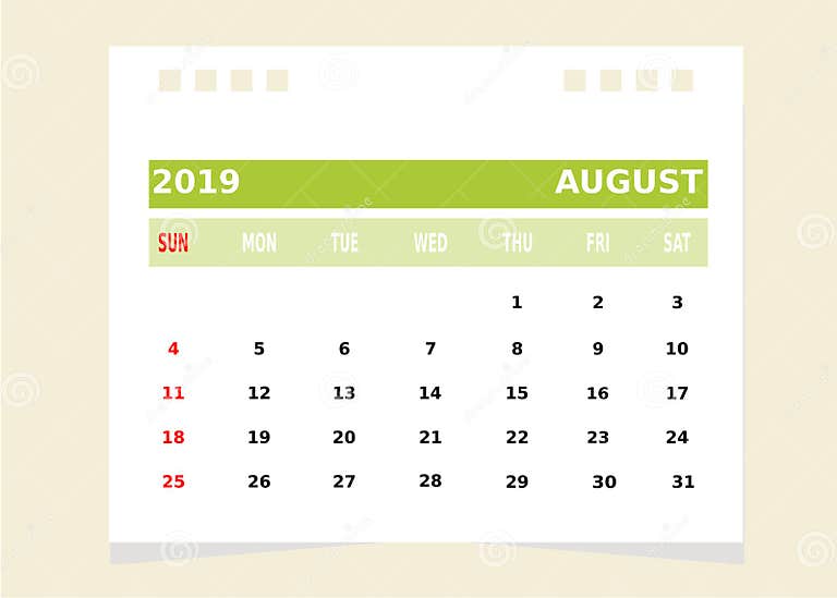 Calendar Month august stock vector. Illustration of flat - 143684988