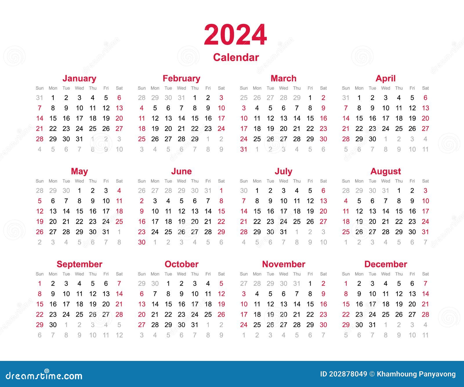 Calendar 2024 - 12 Months Yearly Vector Calendar in Year 2024 ... Calendar 2024 - 12 Months Yearly Vector Calendar in Year 2024 ...