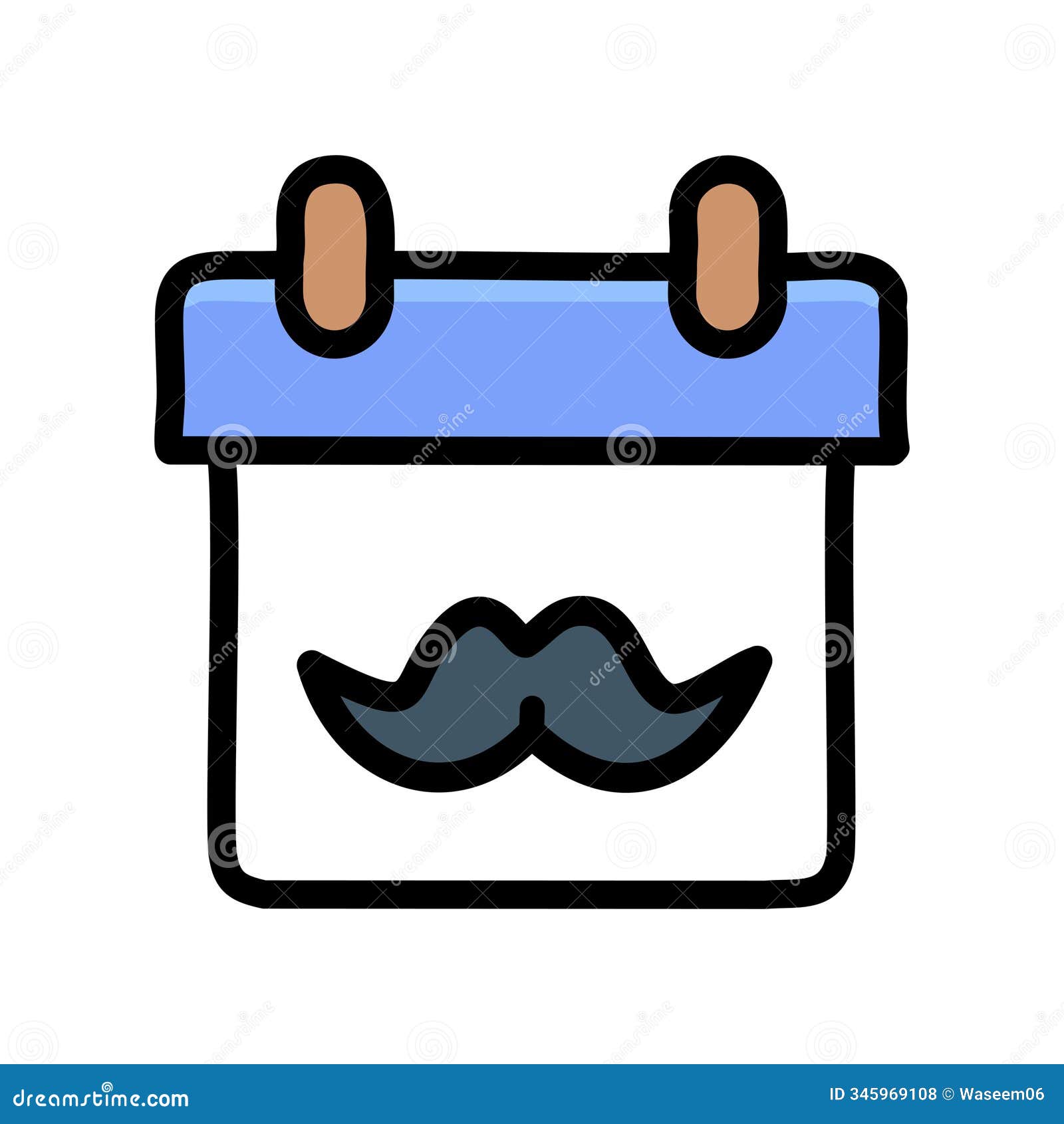 Calendar with Mustache Vector Illustration, Filled Design Icon Editable ...