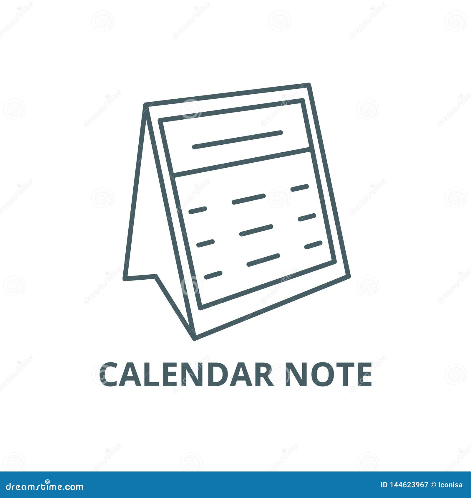 Calendar Note Line Icon, Vector. Calendar Note Outline Sign, Concept ...