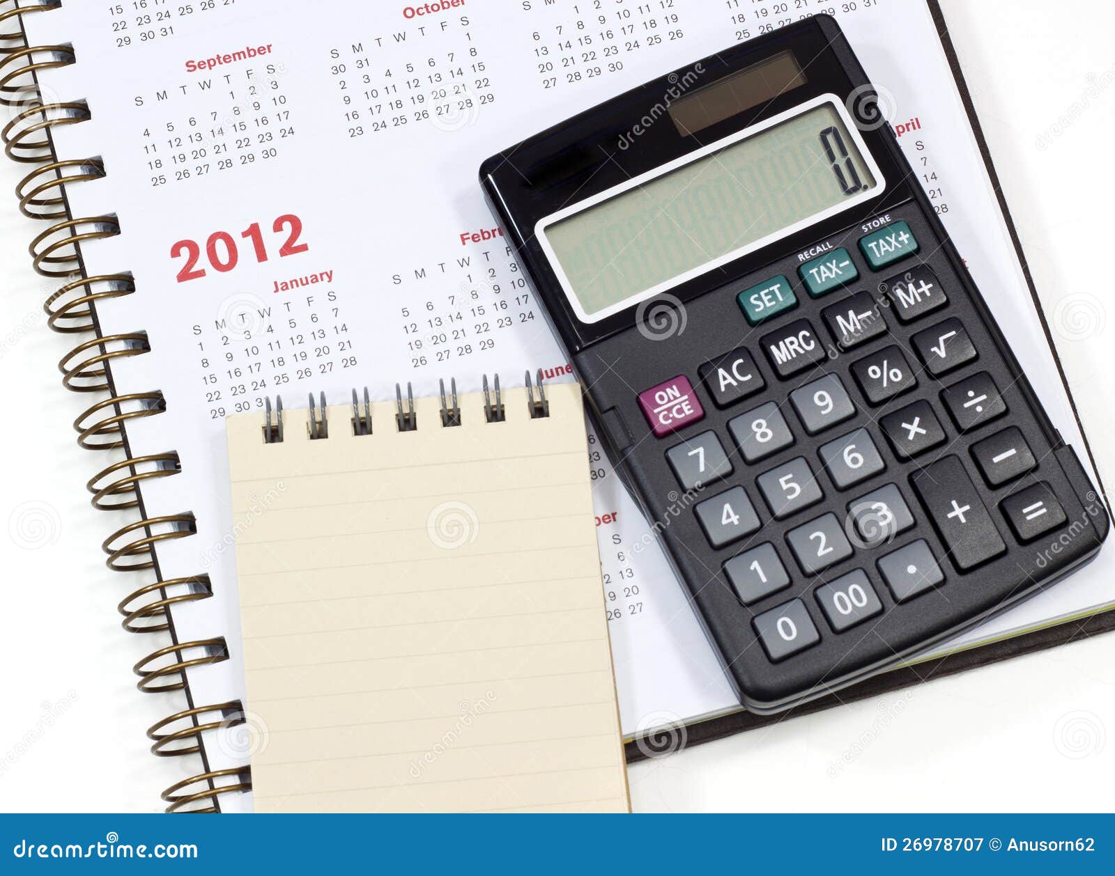 Calendar Notebook Calculator Stock Image - Image of collection, dairy ...