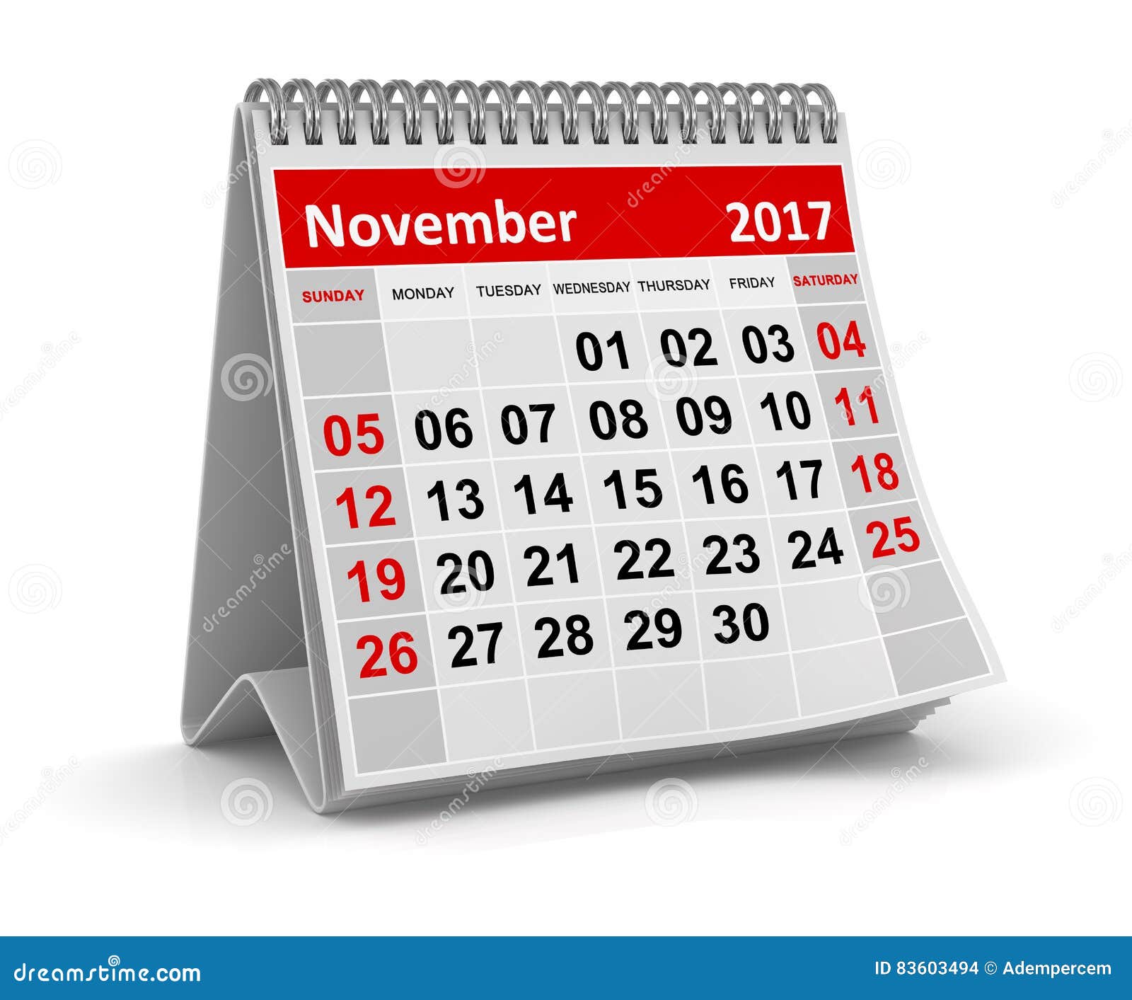 Calendar - November 2017 stock illustration. Illustration of month ...