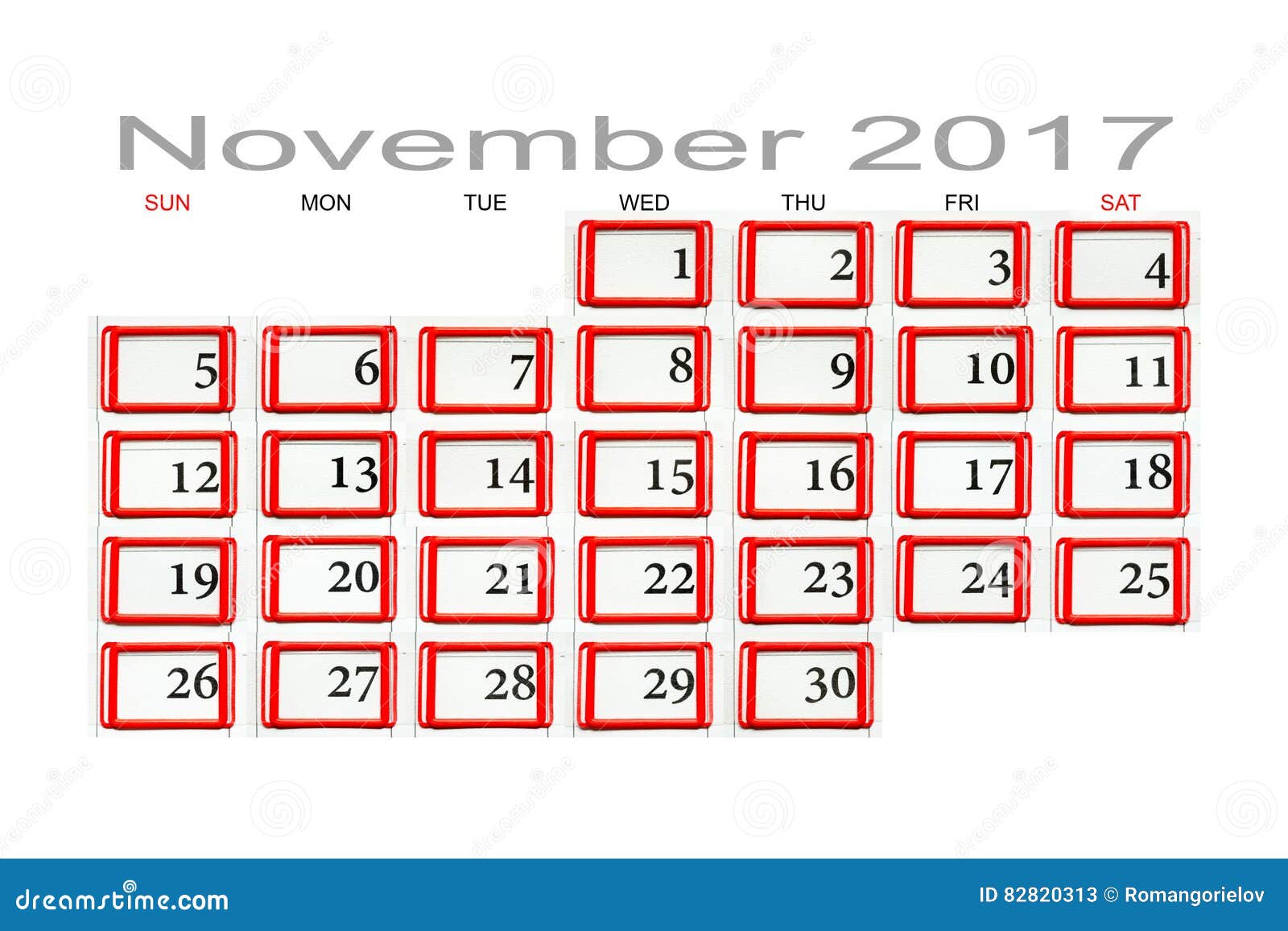 Calendar for November 2017 stock image. Image of closeup - 82820313