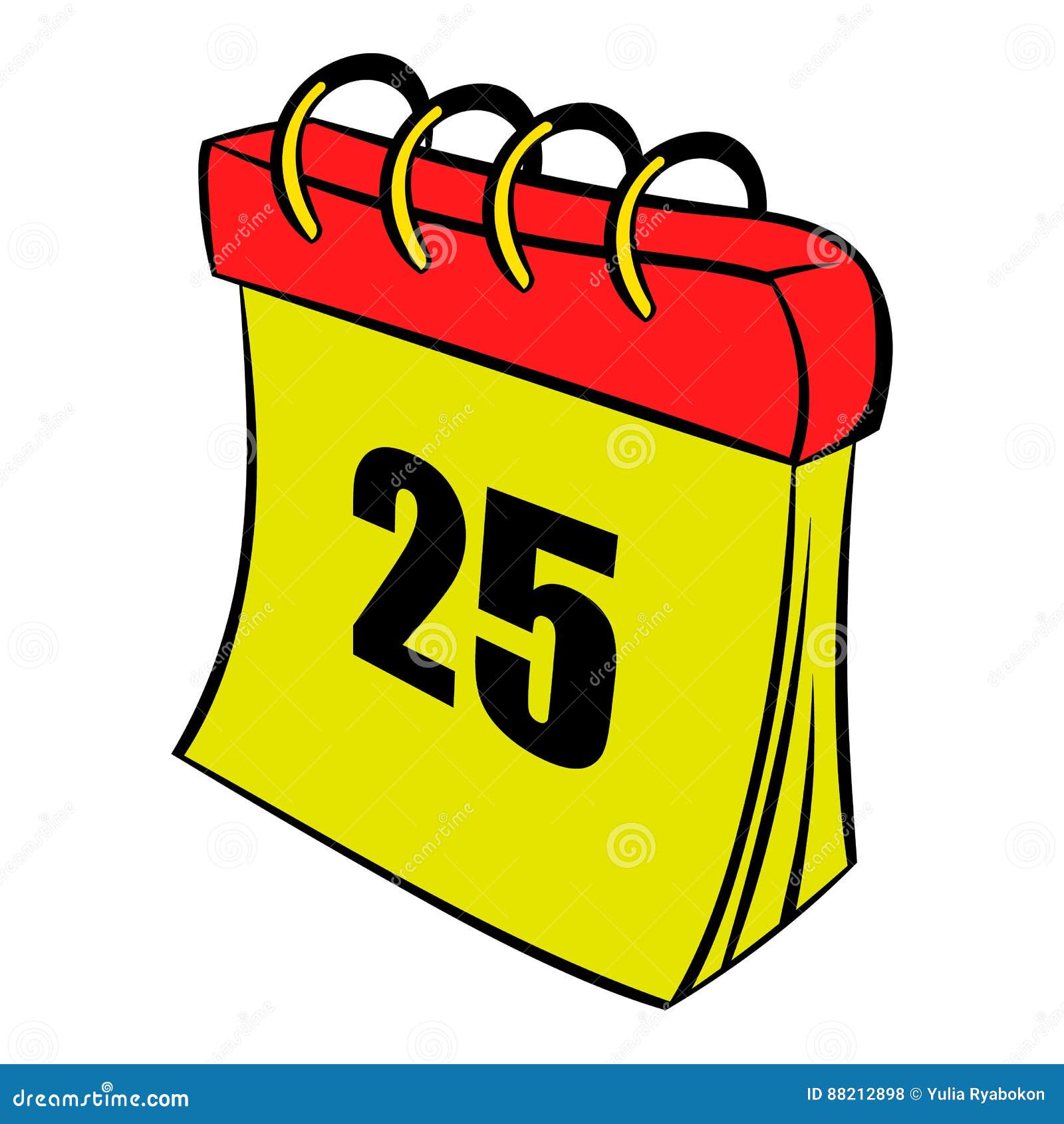 Calendar 25 Number Icon Cartoon Stock Vector - Illustration of label ...