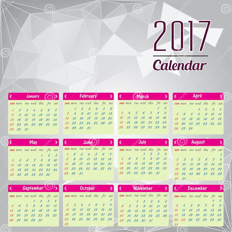 Calendar for 2017 Object for Design Element Stock Illustration ...