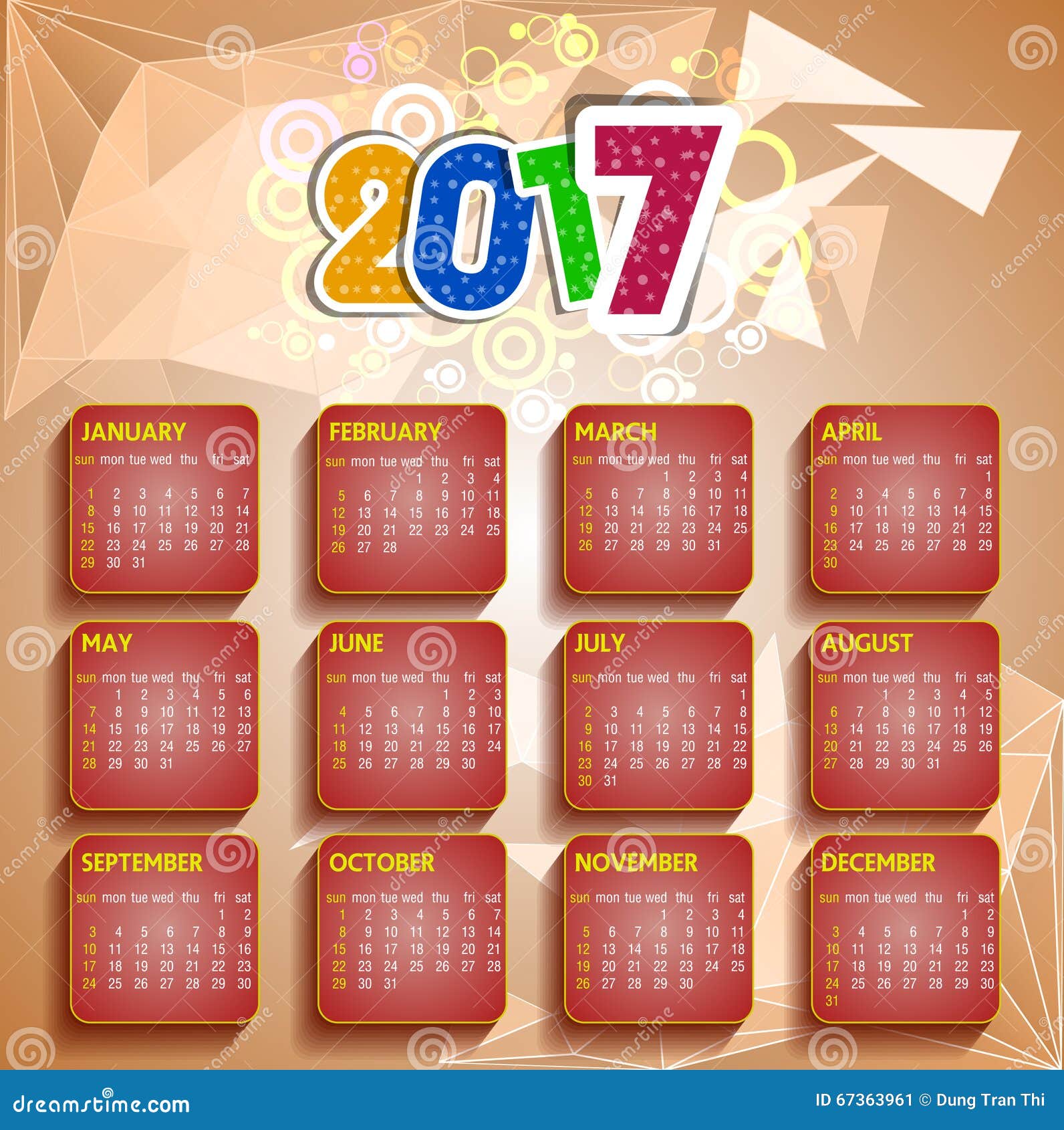 Calendar for 2017 Object for Design Element Stock Vector - Illustration ...