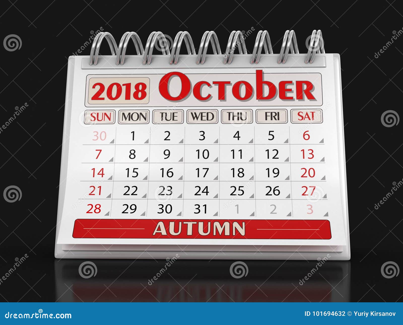 Calendar - October 2018 stock illustration. Illustration of cutout ...