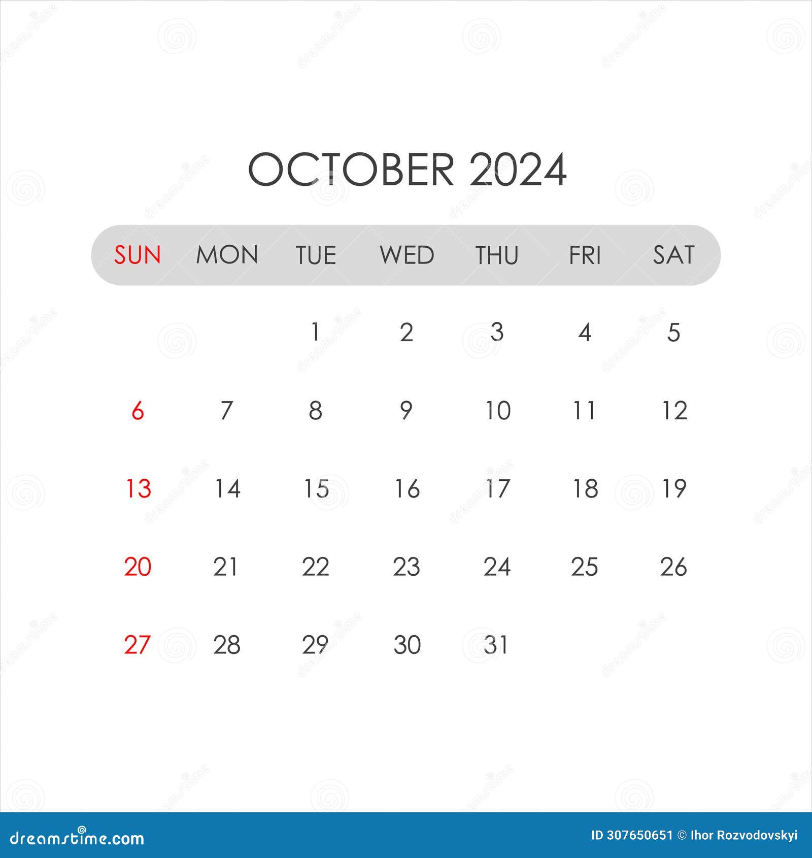 October 2024-Calendar 2024 Template Vector On Green Background, Week ...