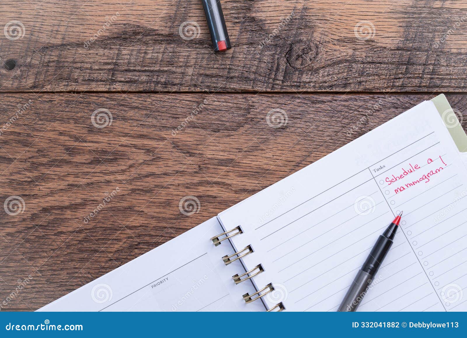 Calendar Open To Task Page with Schedule Mammogram, Handwritten in Red ...