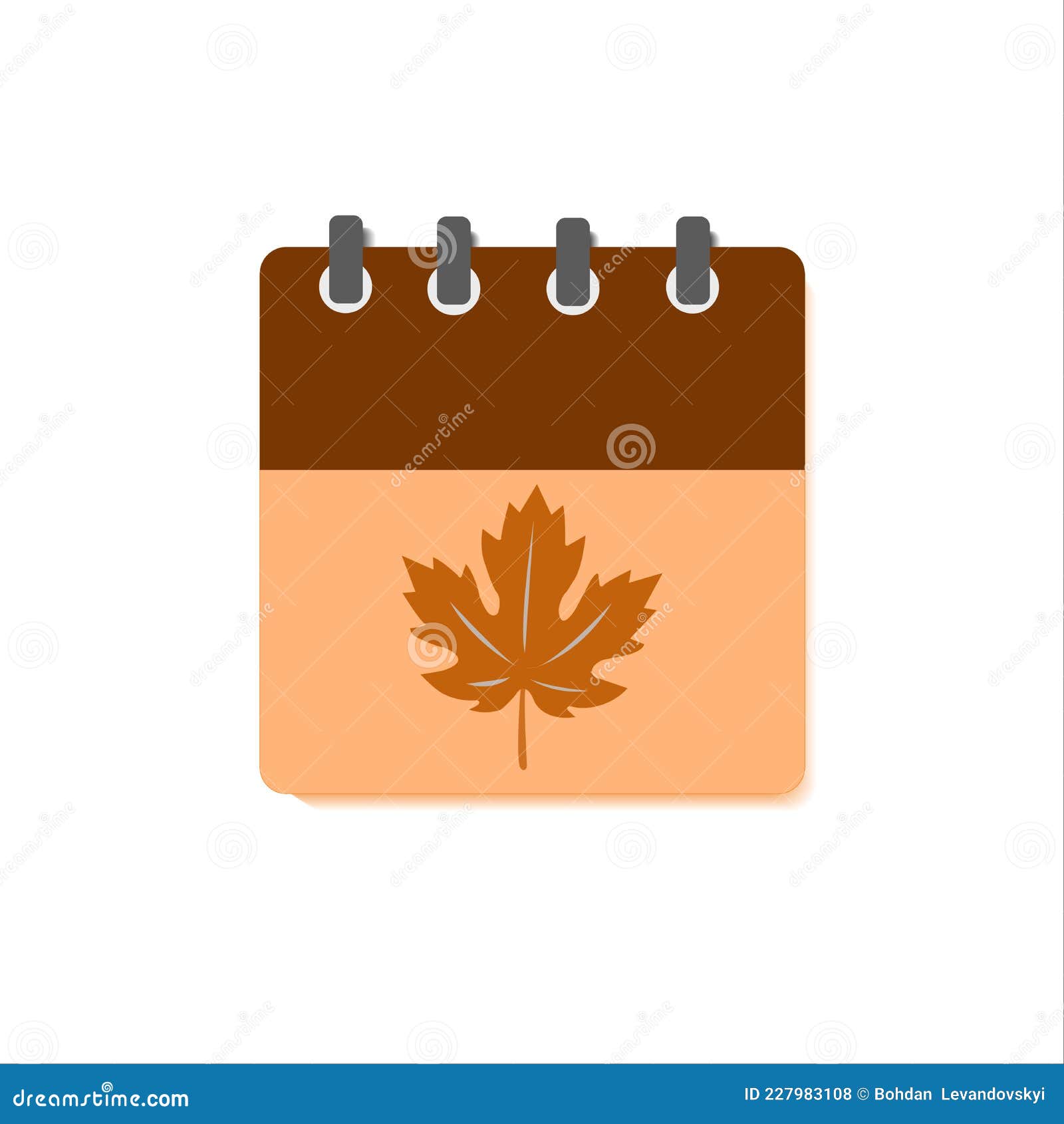 Calendar of a Orange Color and a Oak Leaf in the Middle on White ...