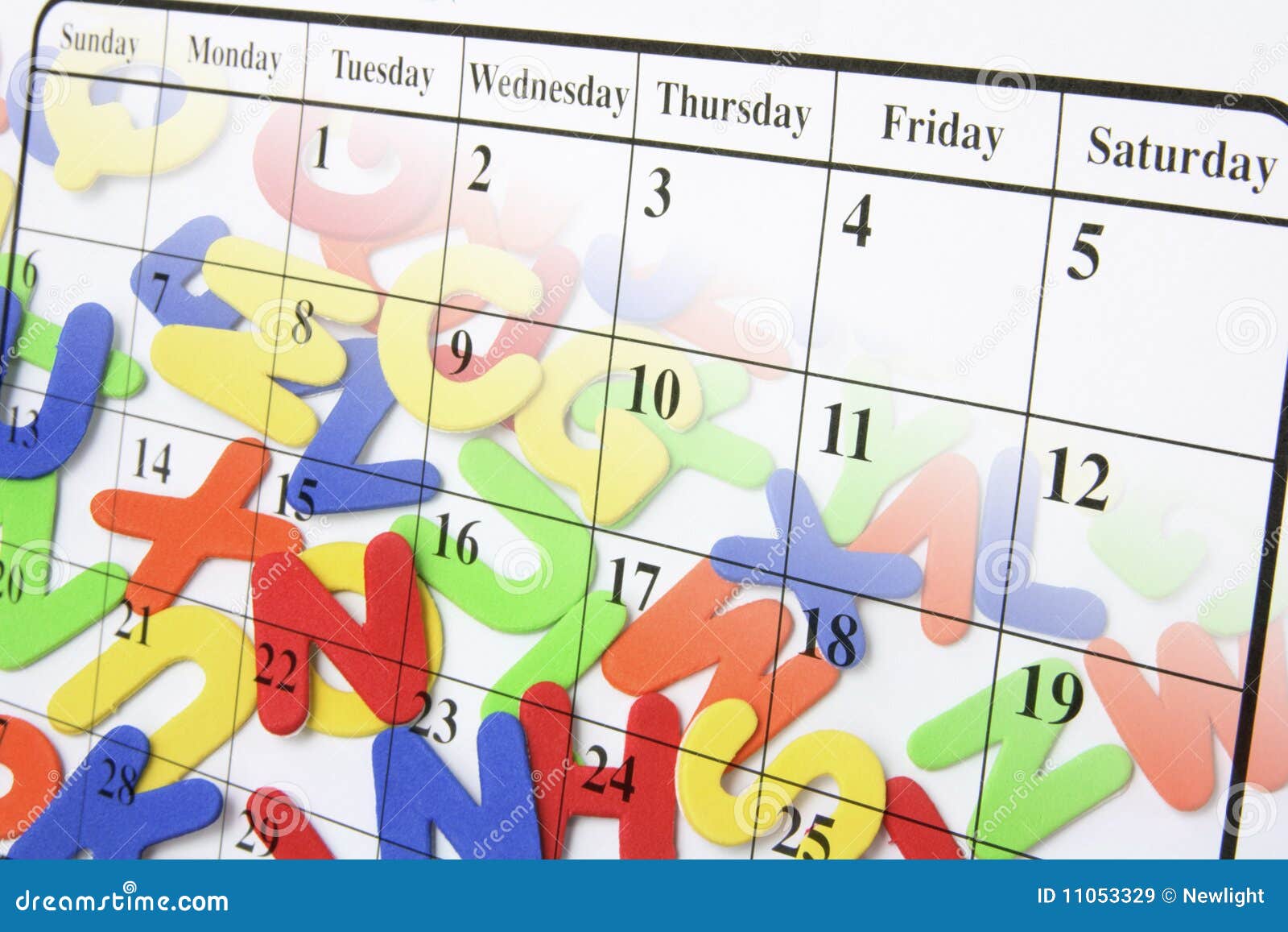 Calendar Page and Alphabets Stock Image - Image of still, agenda: 11053329