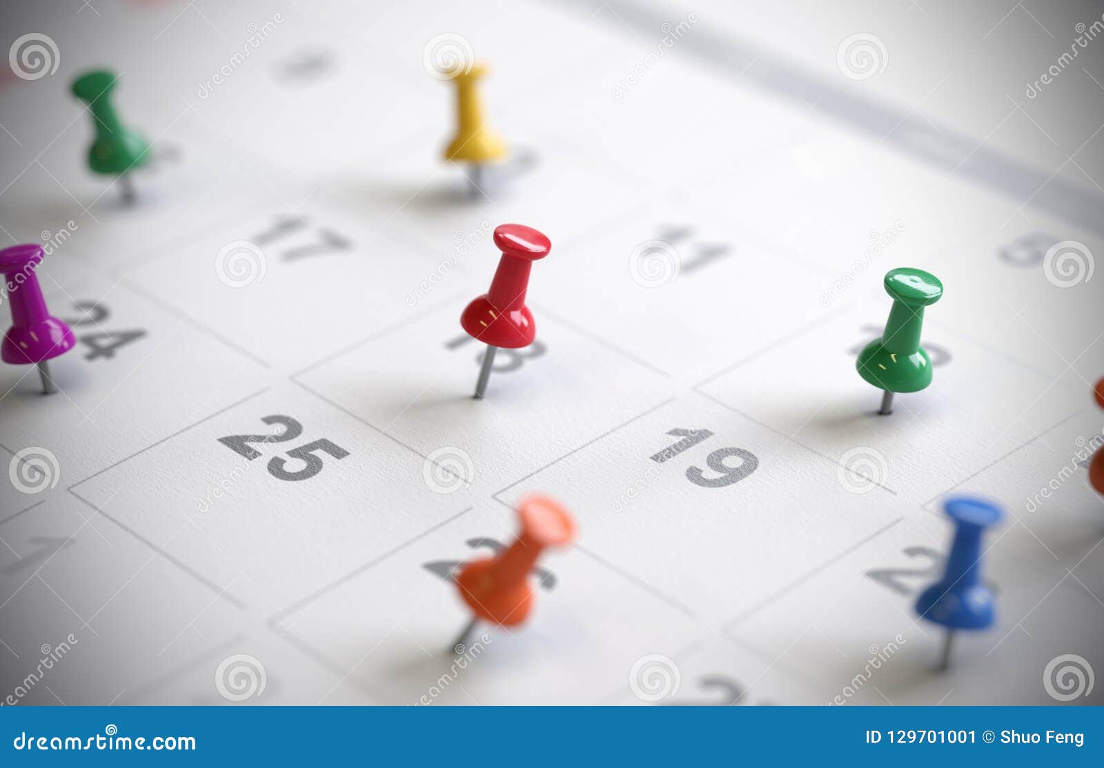 Calendar Page with Drawing-pins, Stock Image - Image of celebrate ...
