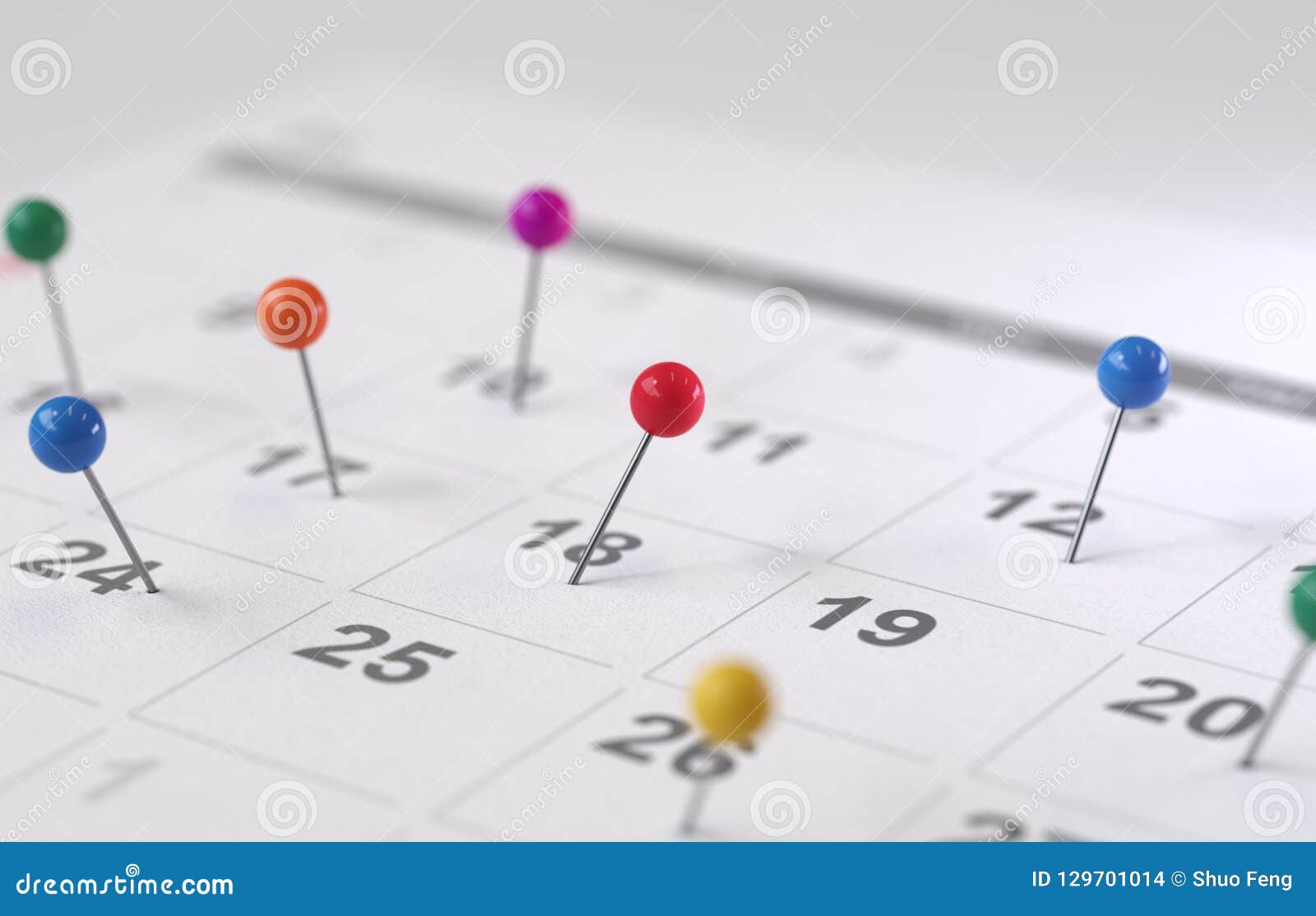 Calendar Page with Drawing-pins, Stock Photo - Image of milestone ...