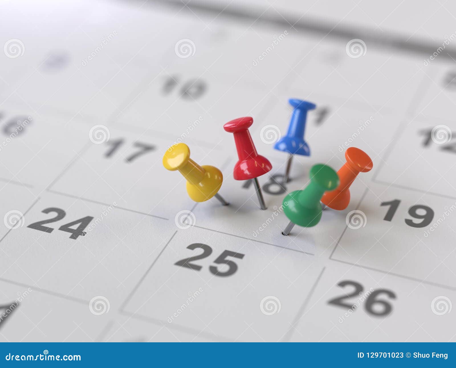 Calendar Page with Drawing-pins, Stock Image - Image of drawingpins3d ...