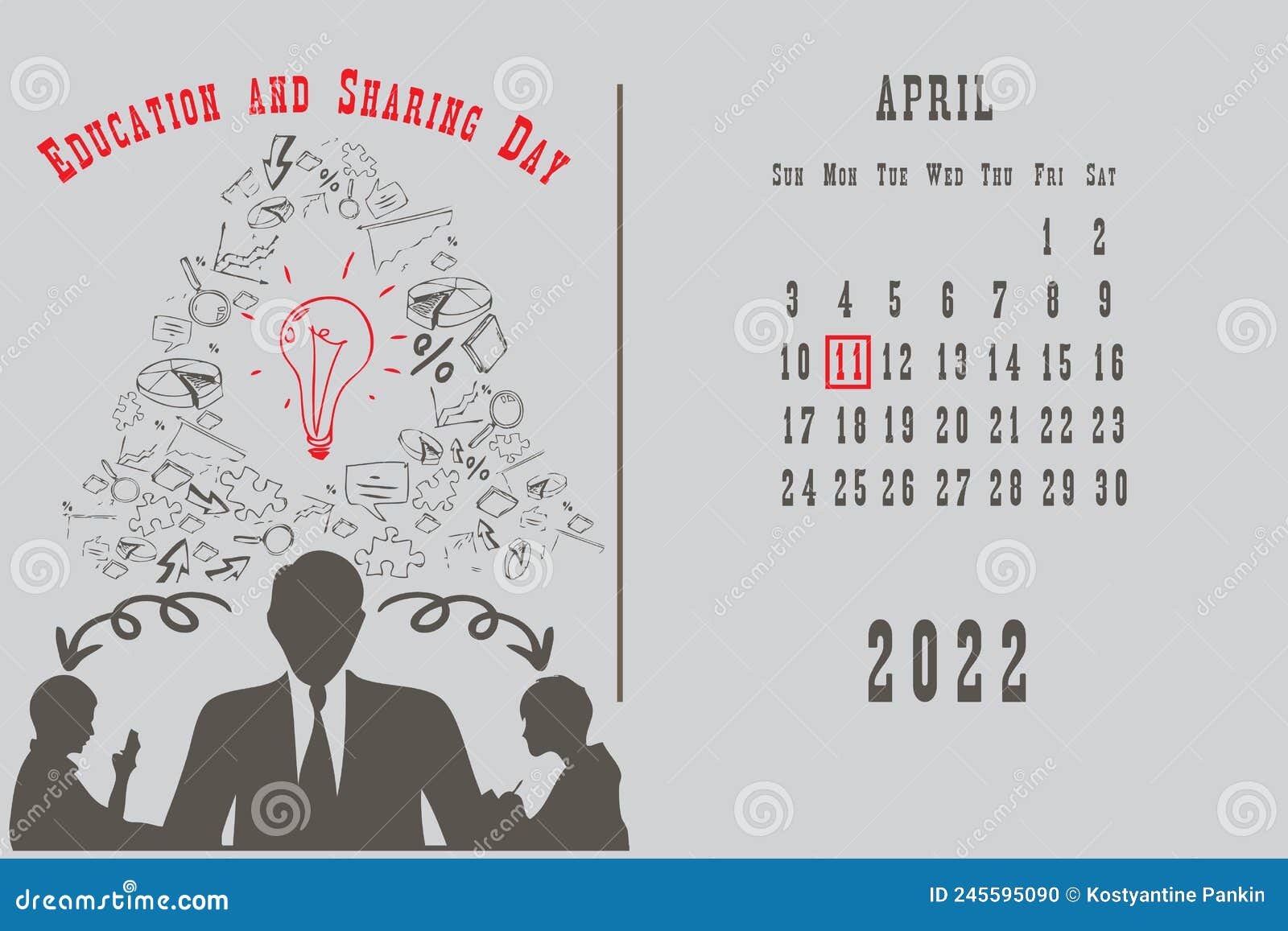 Calendar Page Education and Sharing Day Stock Vector - Illustration of ...