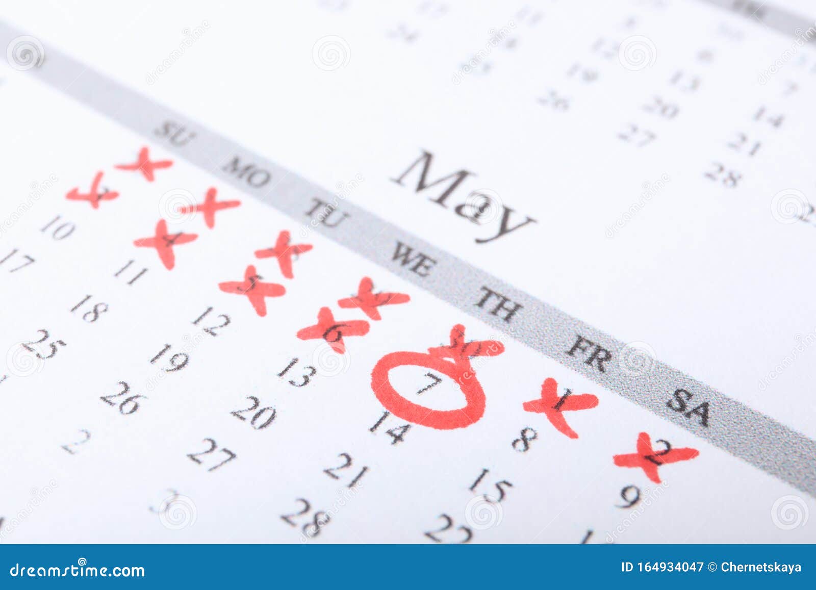 Calendar Page with Marked Dates, Closeup Stock Image - Image of baby ...