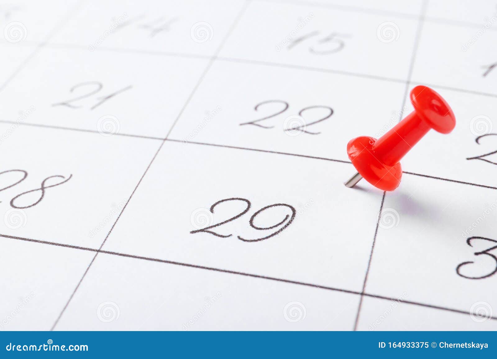 Calendar Page Marked with Drawing Pin Stock Image - Image of graphic ...