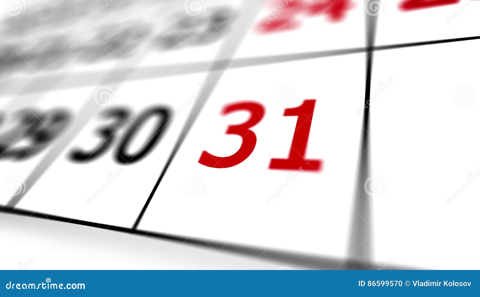 Calendar Page with Marked Red Date of 31st. Stock Illustration ...