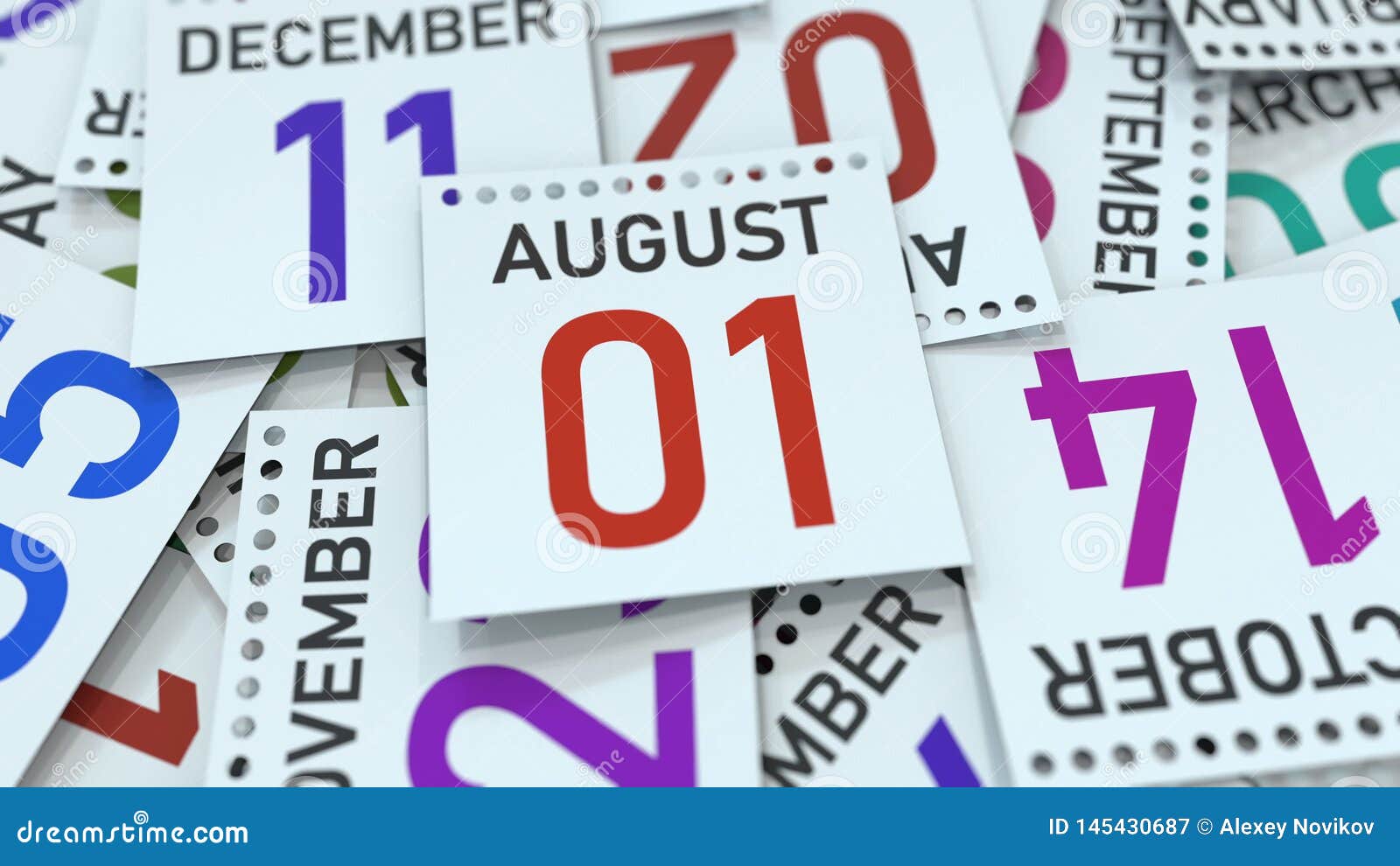 August 1 Date on Calendar Leaf. 3D Rendering Stock Illustration ...