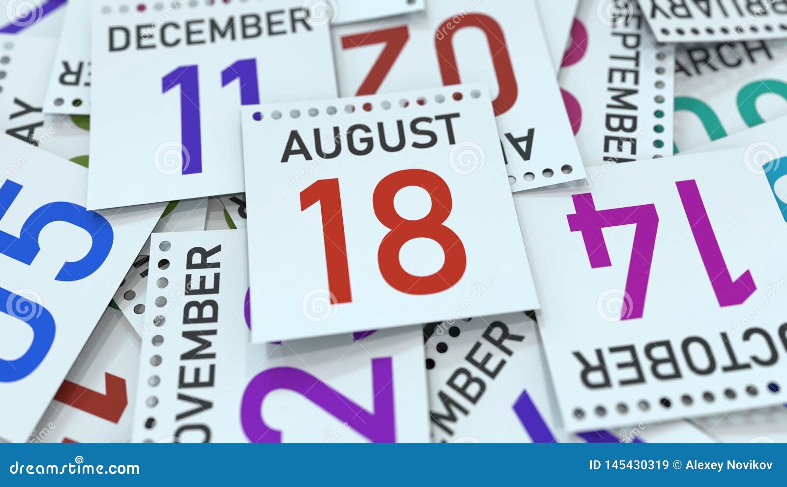 Calendar Page Shows August 18 Date, 3D Rendering Stock Illustration ...