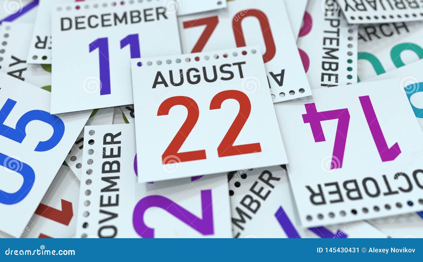 Calendar Page Shows August 22 Date, 3D Rendering Stock Illustration ...